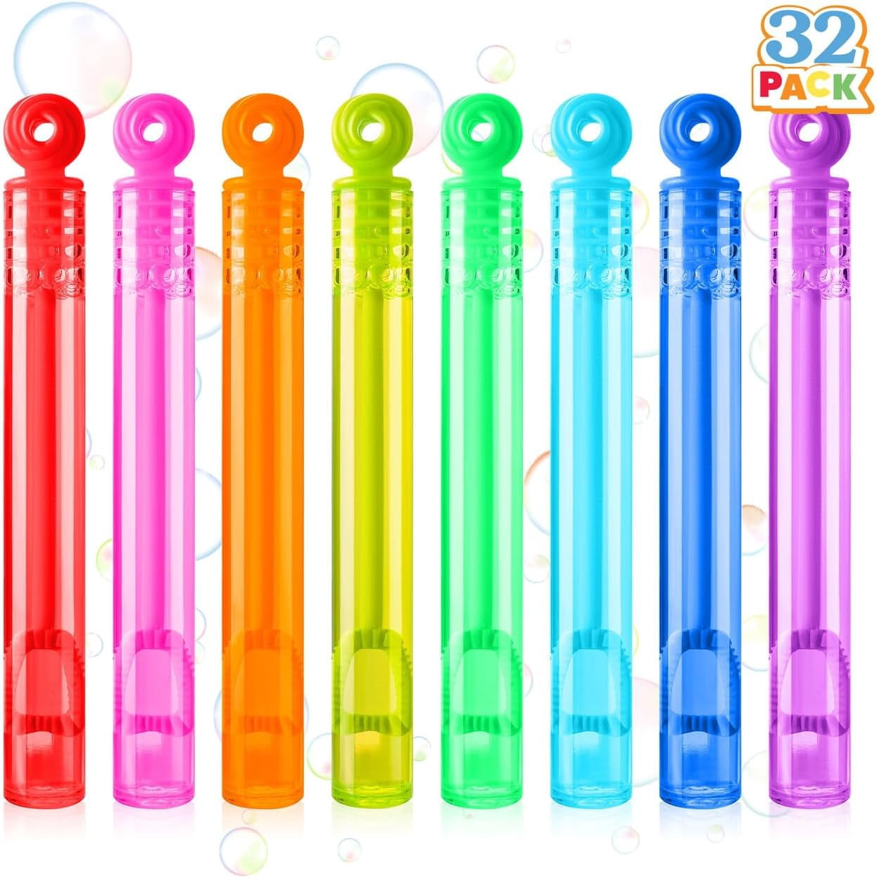 32 Pack Round Mini Bubble Wands, 8 Assorted Color Party Favors, Goodie ...