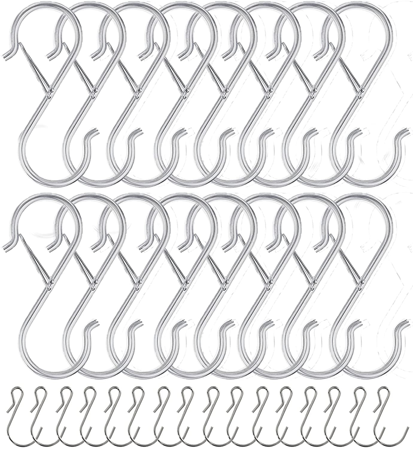 32 Pack S Hooks for Hanging - Silver Stainless Steel Metal S Hooks ...