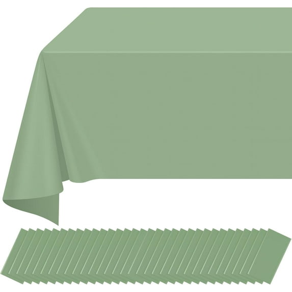32 Pack Sage Green Plastic Tablecloth for Rectangle Tables, Decorative ...