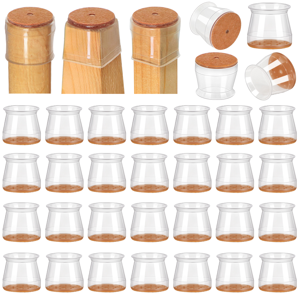 16 Pcs Chair Leg Covers,Silicone Chair Leg Floor Protectors with Felt ...