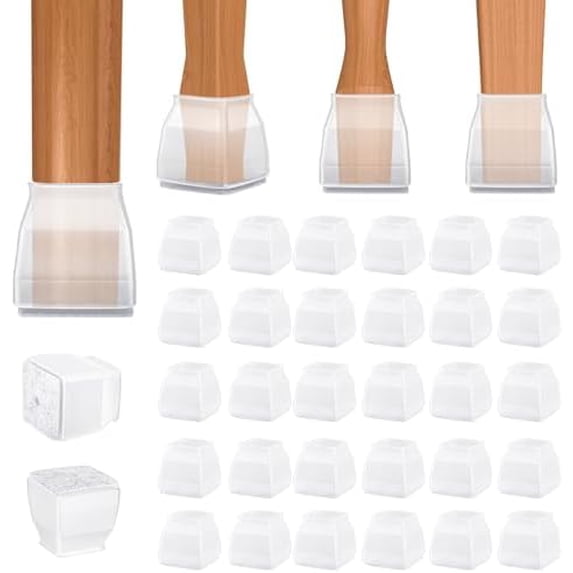 32 Pack Silicone Chair Leg Floor Protectors, Stool Leg Protectors Cap ...