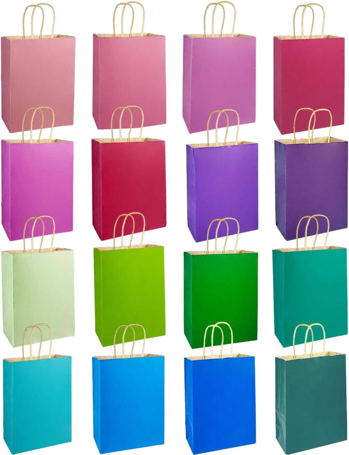 32-Pack Small Gift Bags with Handles - Bulk Assorted Colors, Deep 16 ...