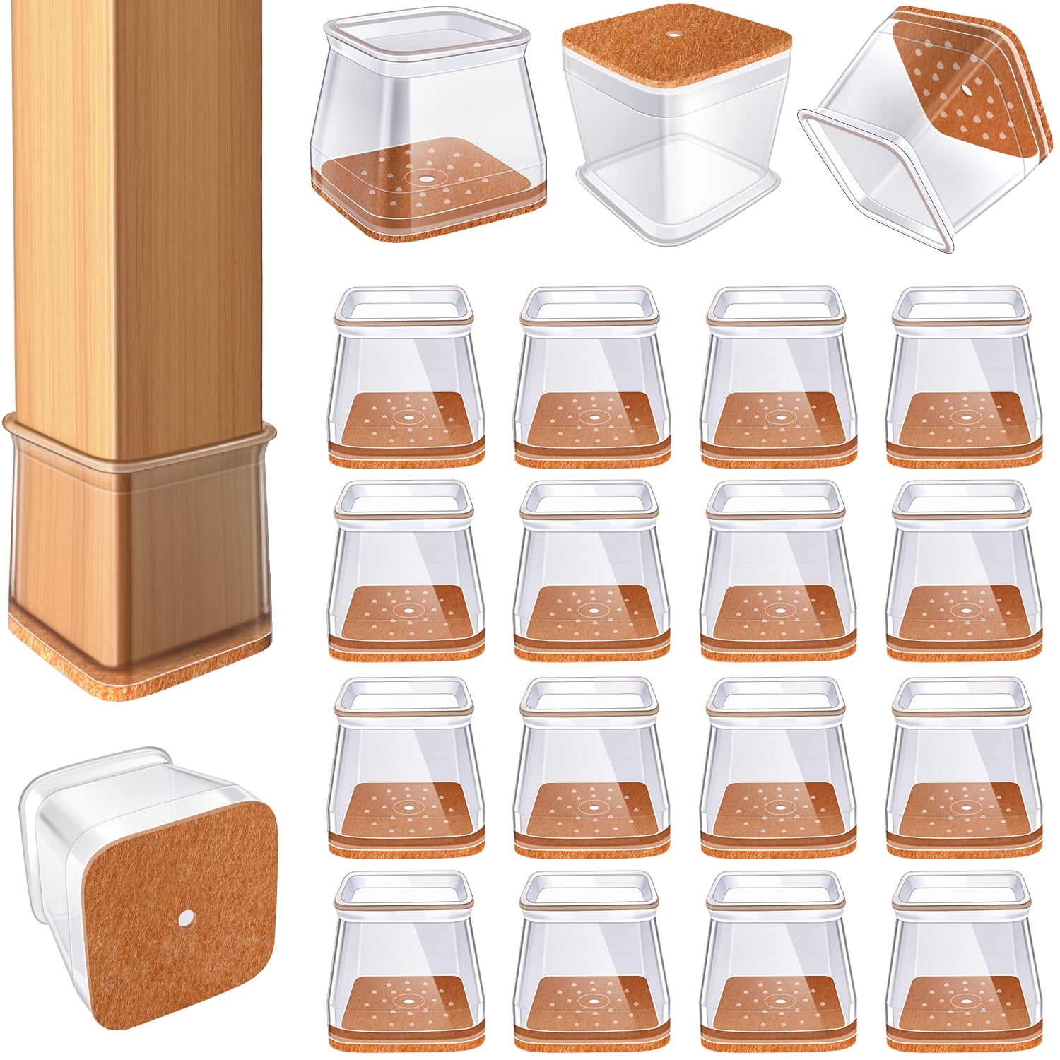 32 Pack Square Chair Leg Floor Protectors, Rectangle Furniture Pads for ...
