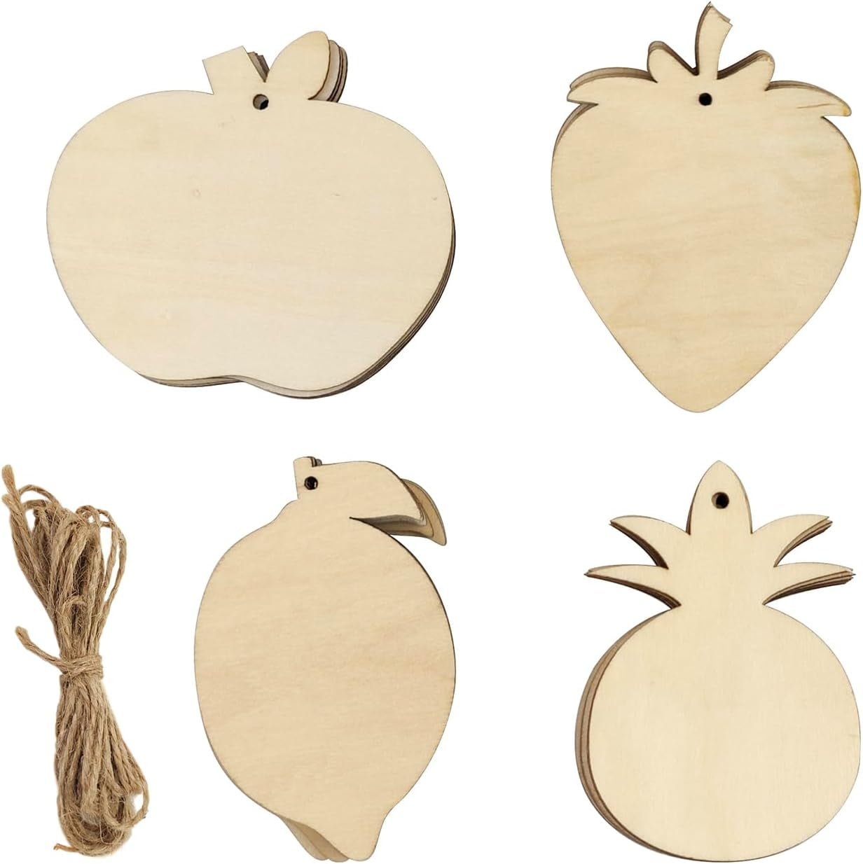 32 Pack Wooden Fruit Cutouts Wooden Apple Lemon Pineapple Strawberry ...