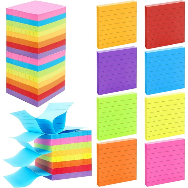 32 Pack popup Lined Sticky Notes Bulk 3x3in 100 Sheets/Pads Lined Note ...