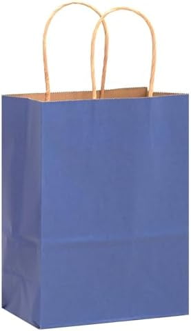 32-Packs Deep Blue Paper Gift Bags with Handles Bulk 8.26"×6"×3.15 ...