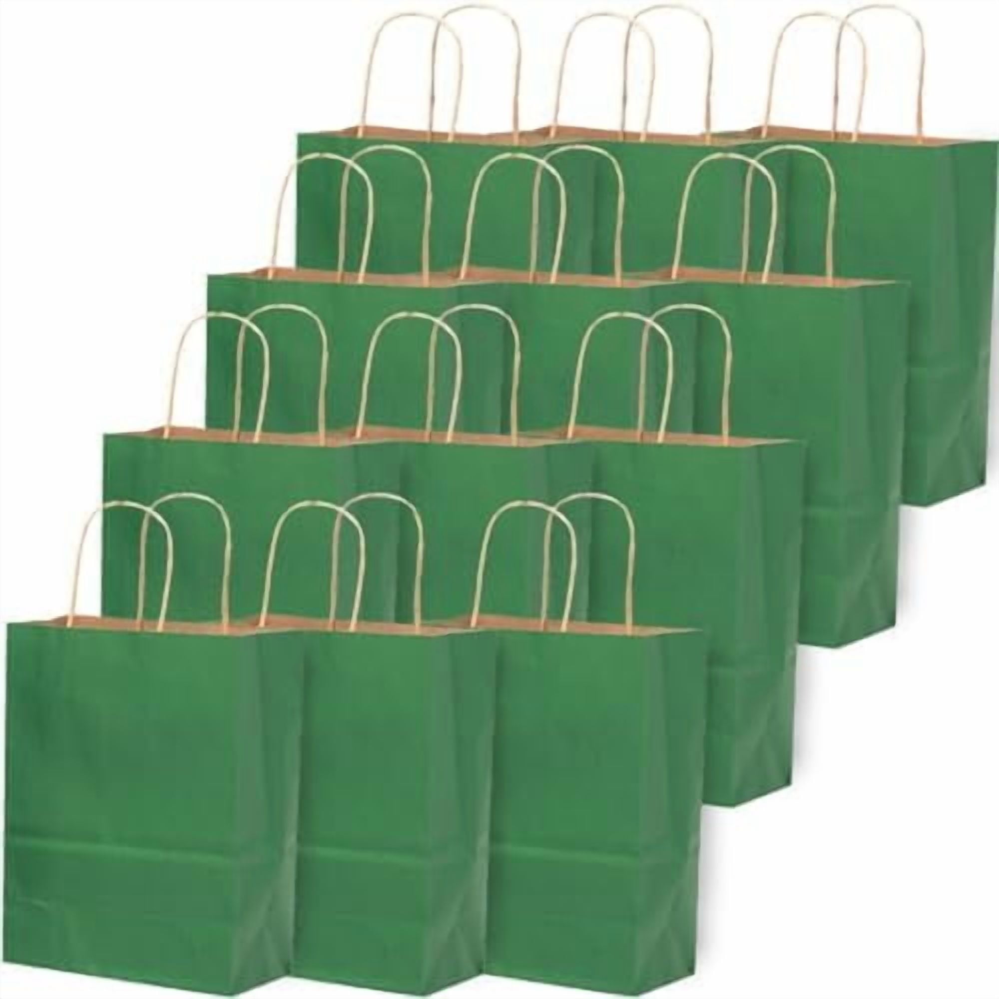 32-Packs Deep Green Paper Gift Bags with Handles Bulk 7.6"x4.75"x10.5 ...