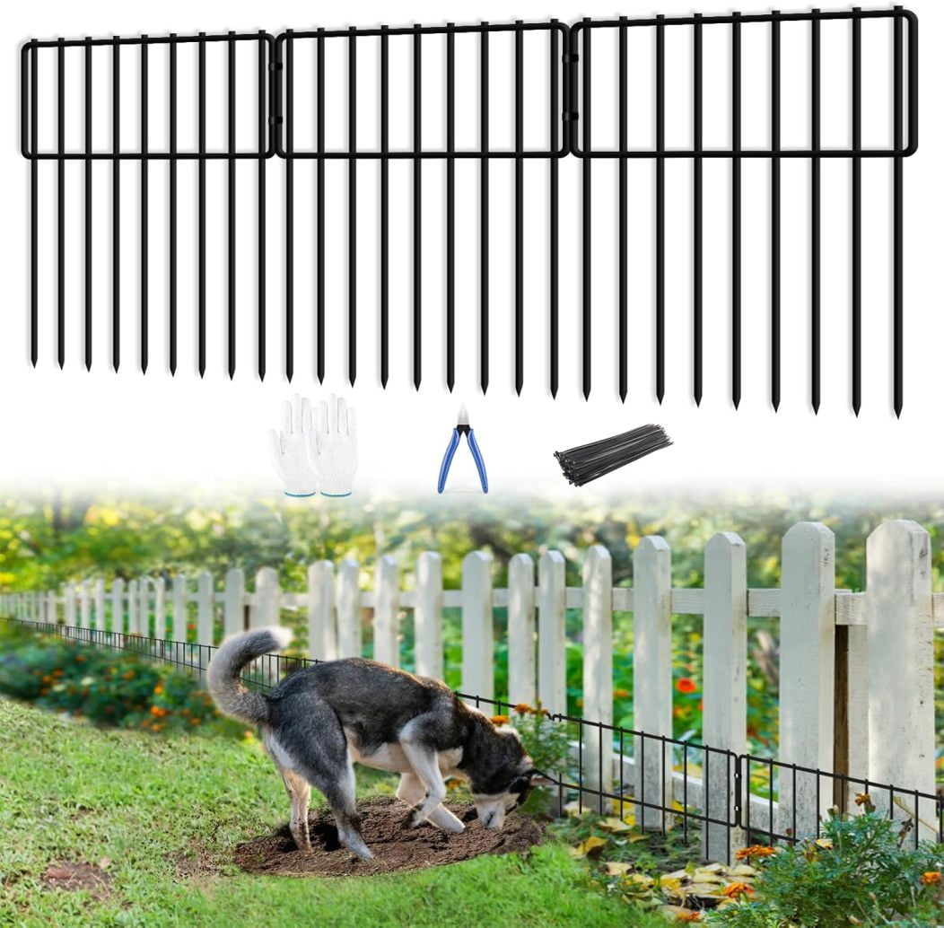 32 Panels Animal Barrier Fence, 32ft(L) X 13inch(H) No Dig Rabbit ...