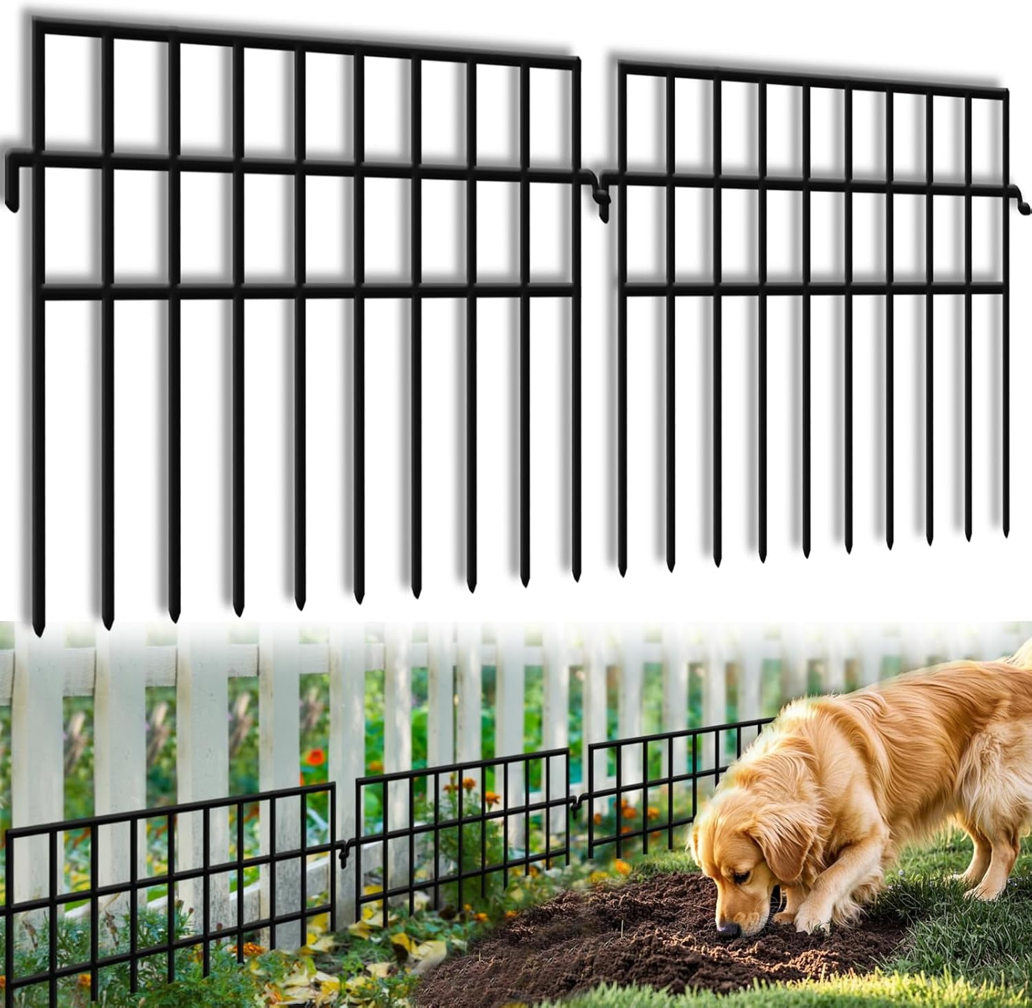 32 Panels Animal Barrier Fence No Dig, 45.33ft(L) X 13in(H) Rabbit ...