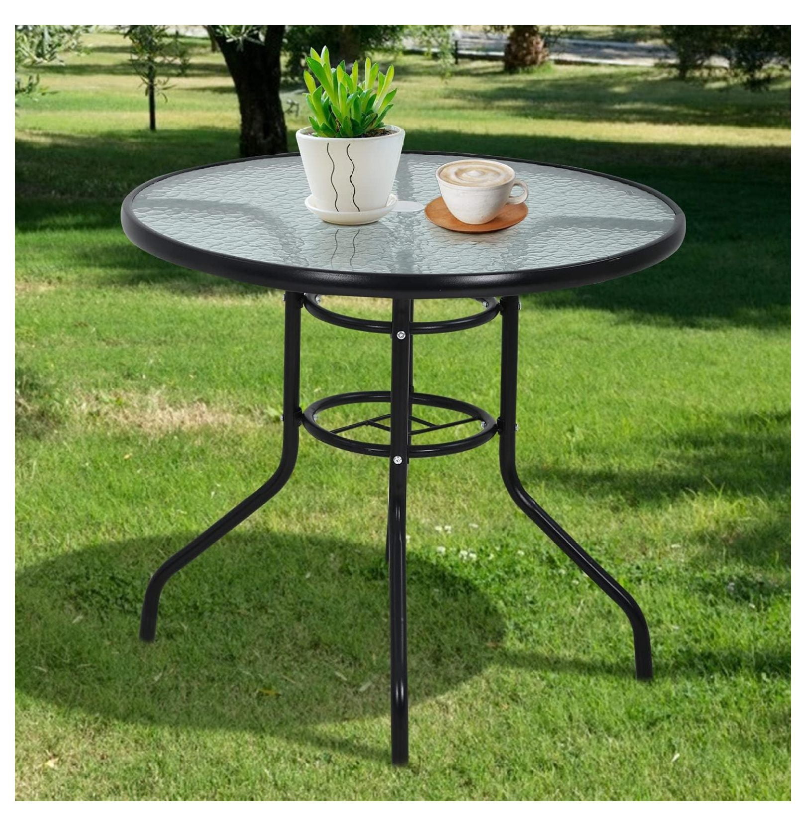 32" Patio Table Outdoor Round Bistro Table, All Weather Outside Patio ...