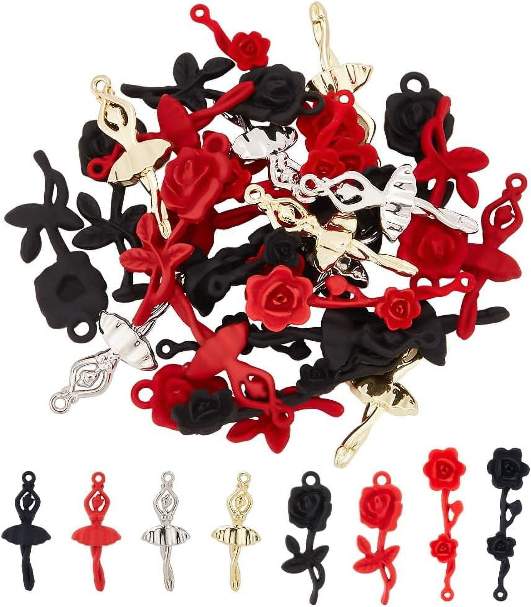 32 Pcs 4 Colors 3 Styles Ballet and Rose Charms Aesthetic Eye-Catching ...
