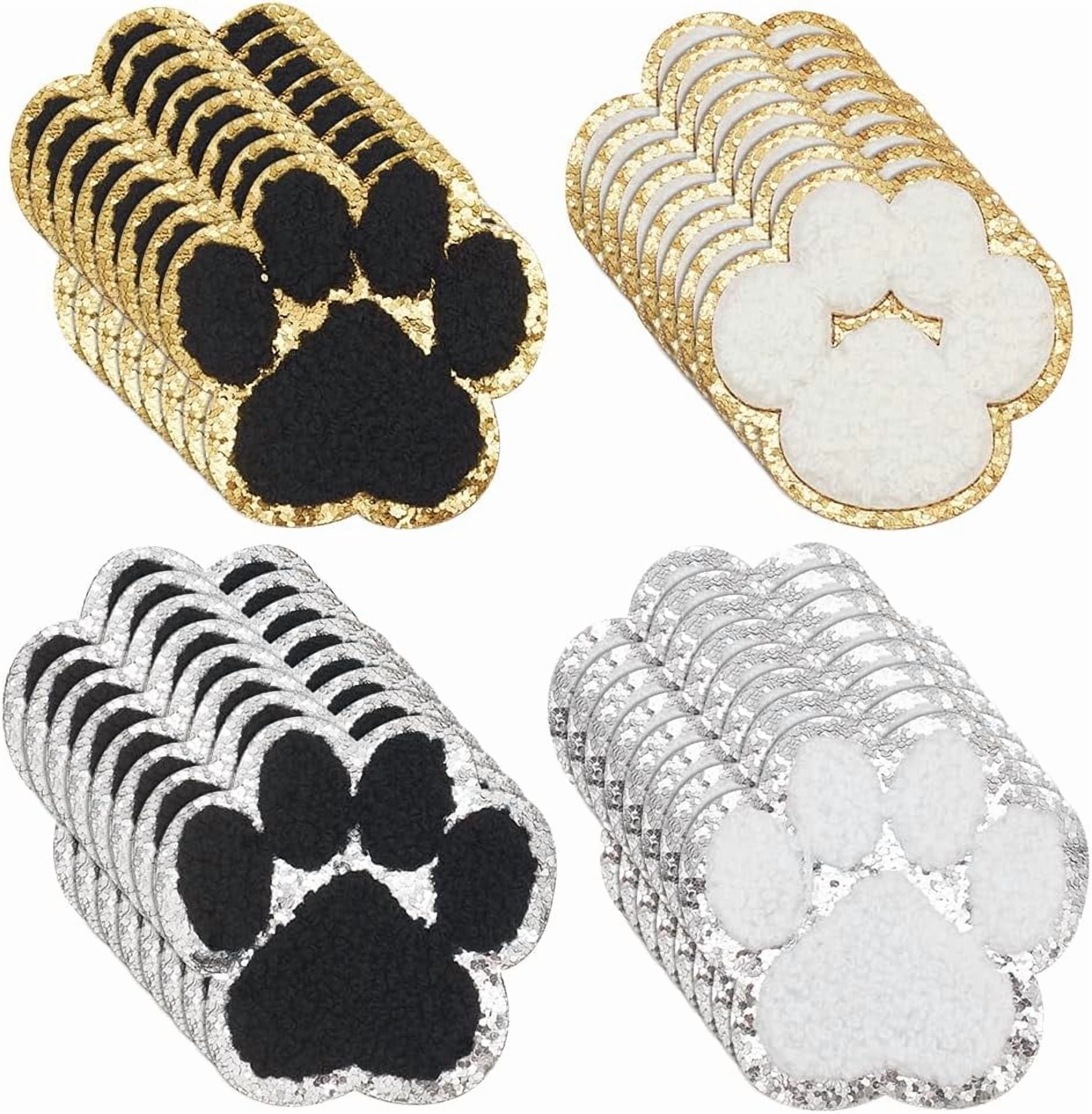 32 Pcs 4 Colors Dog Paw Embroidery Patches Puppy Cat Paw Appliques ...