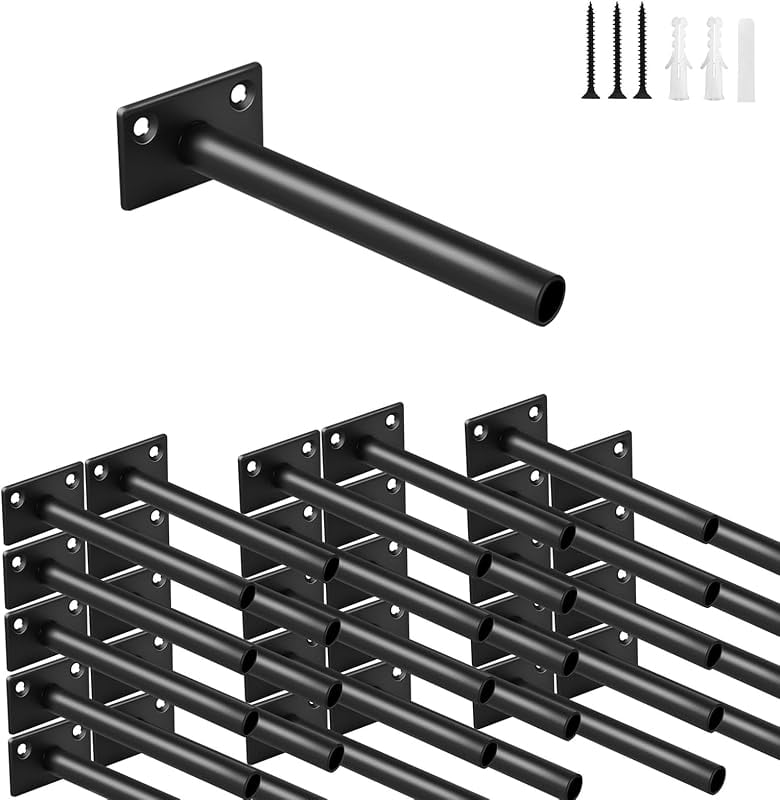 32 Pcs 5" Black Solid Steel Floating Shelf Bracket Blind Shelf Supports ...