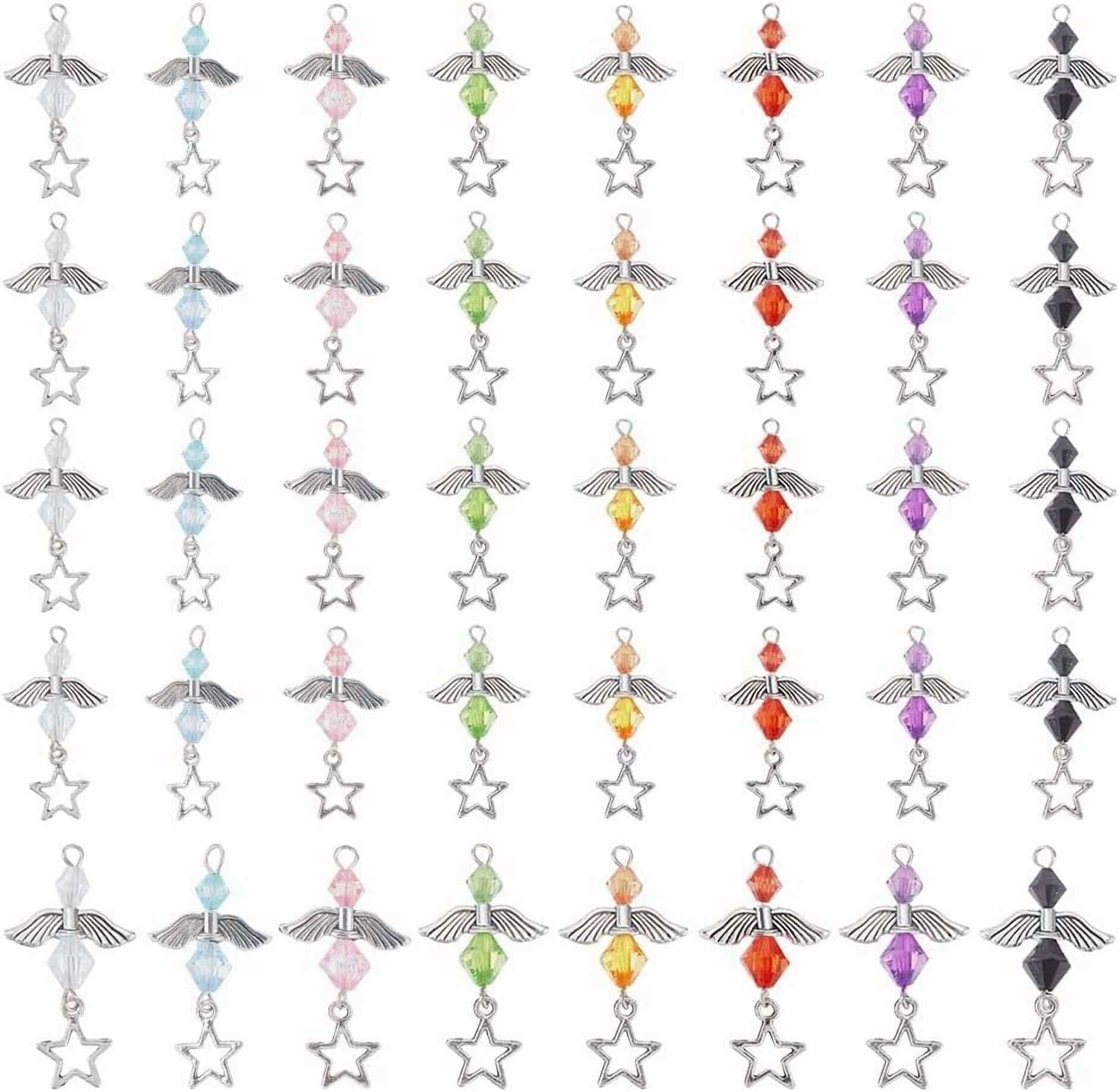 32 Pcs 8 Colors Angle Charms Pendants Acrylic Angle Wing Dangle Charms ...