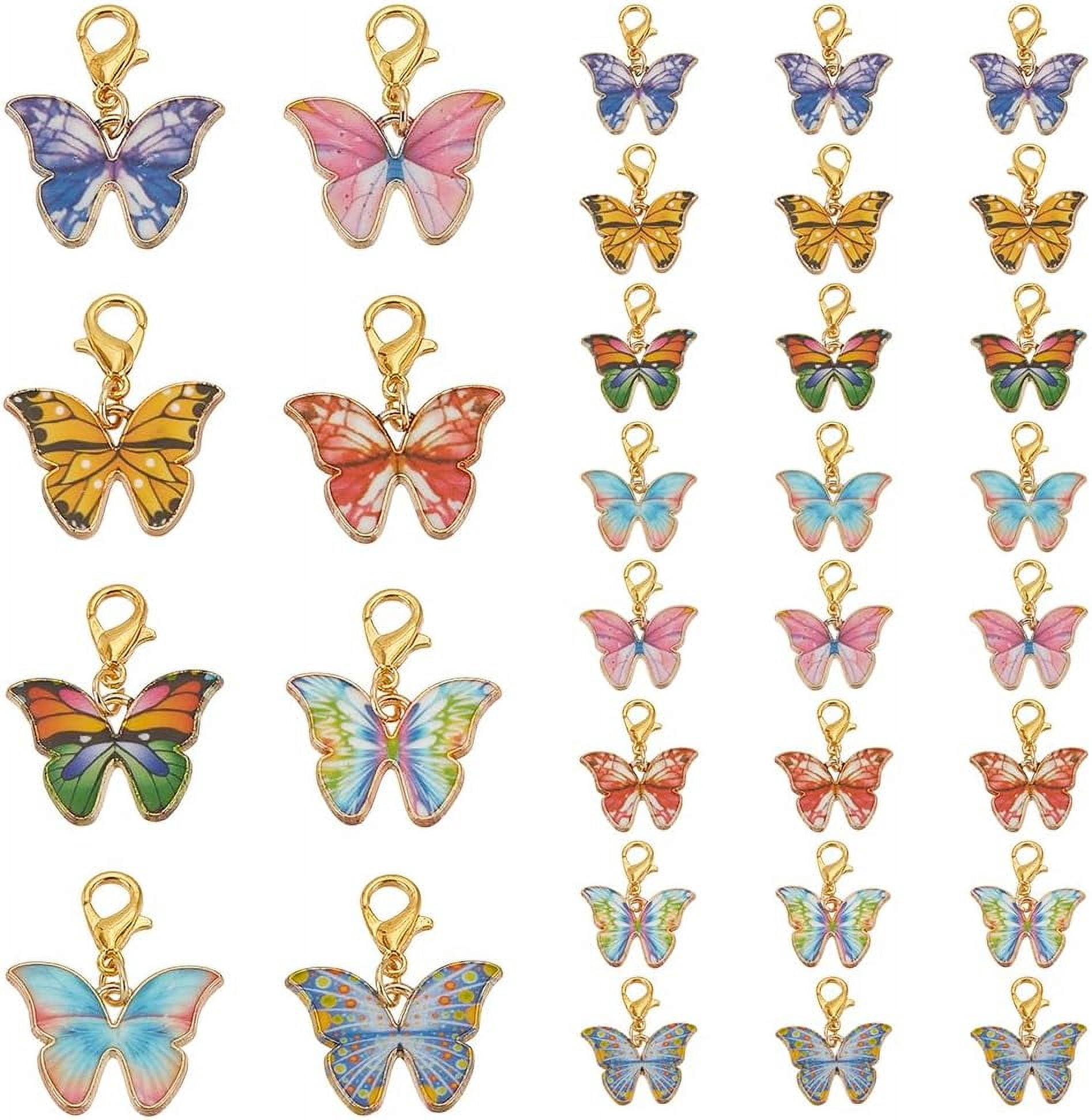 32 Pcs 8 Colors Enamel Butterfly Stitch Markers Alloy Crochet Stitch ...