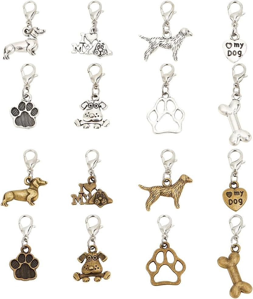 32 Pcs 8 Styles Dog Zipper Pull Charms Pet Theme Alloy Zipper Pendant ...