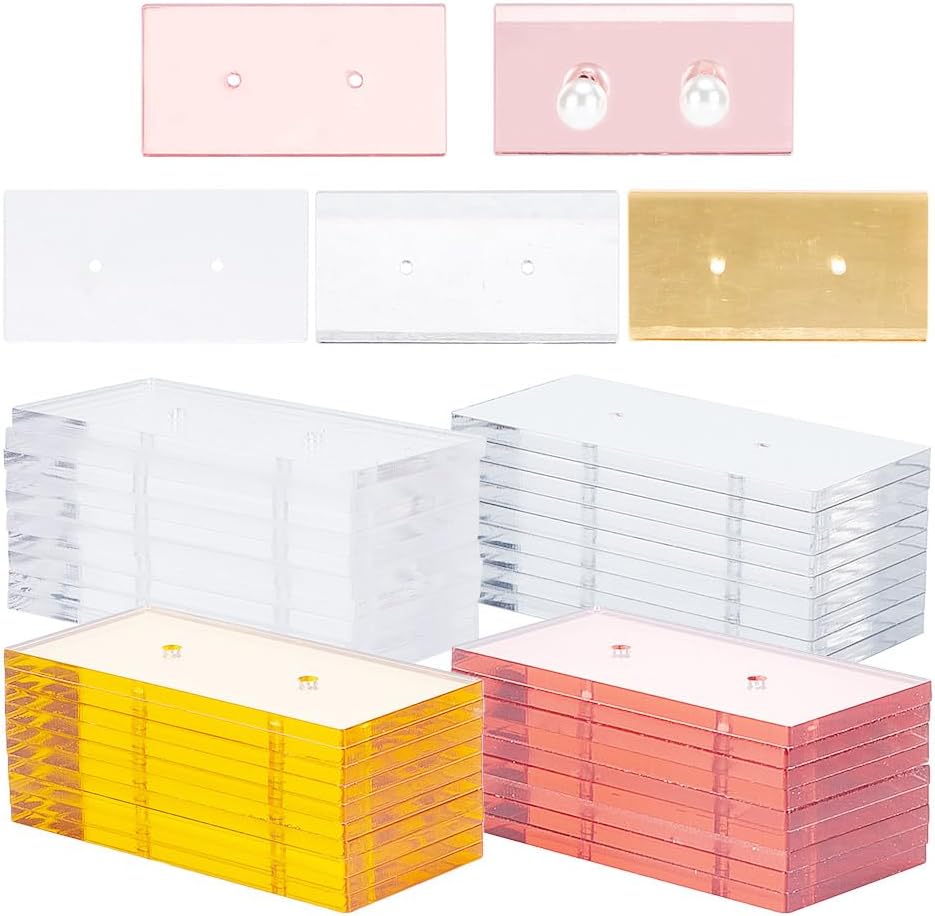 32 Pcs Acrylic Earring Display Card 4 Colors Mirror Effect Hanging ...