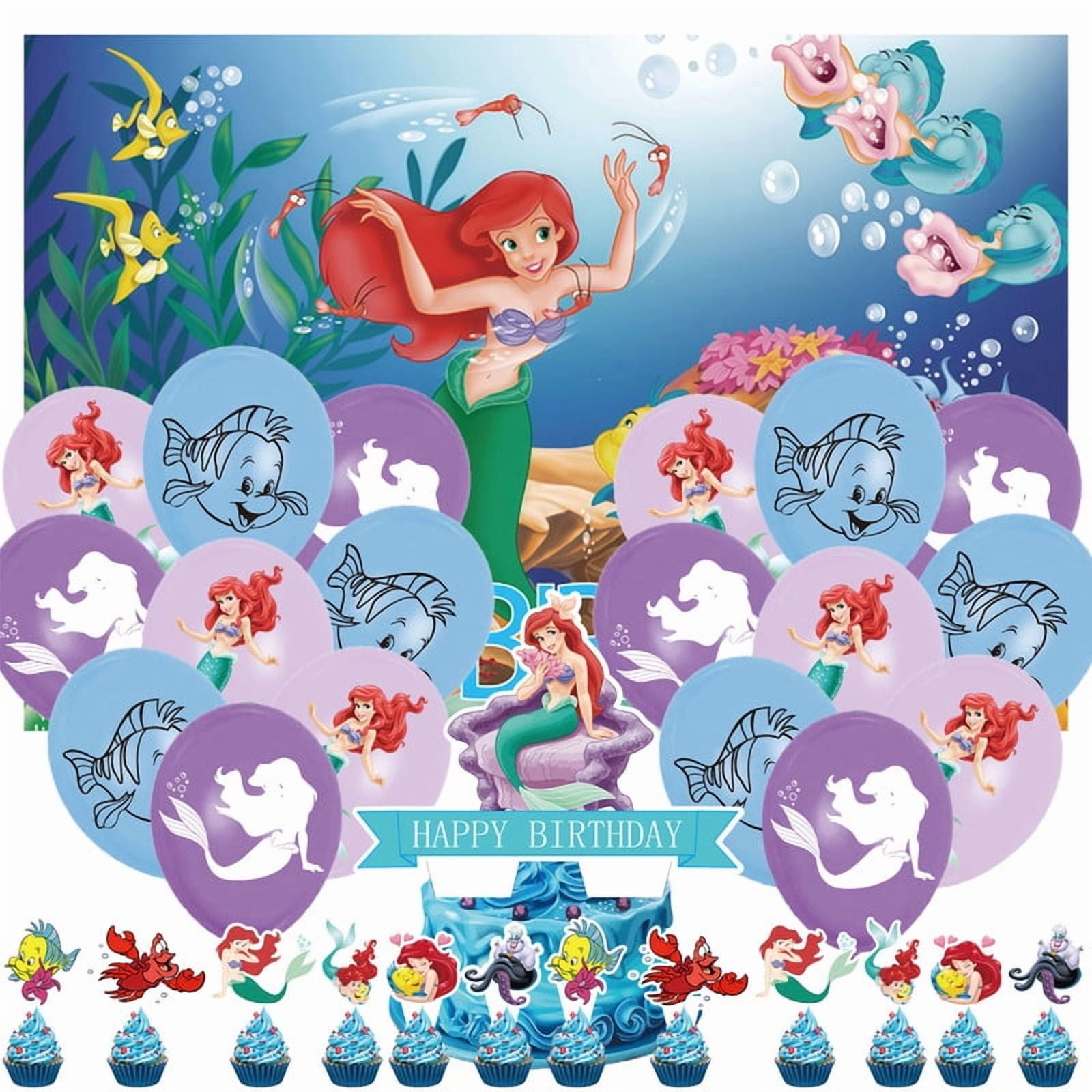 32 Pcs For Ariel Theme Birthday Party Decorations and Supplies Set ...