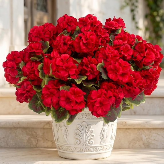 32 Pcs Artificial Geranium Plant Realistic Silk Flowers for Outside ...
