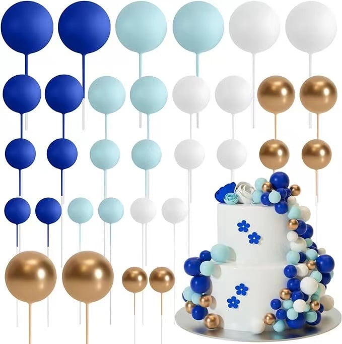 32 Pcs Ball Cake Topper Decorations Mini Balloons Cake Topper Sticks ...
