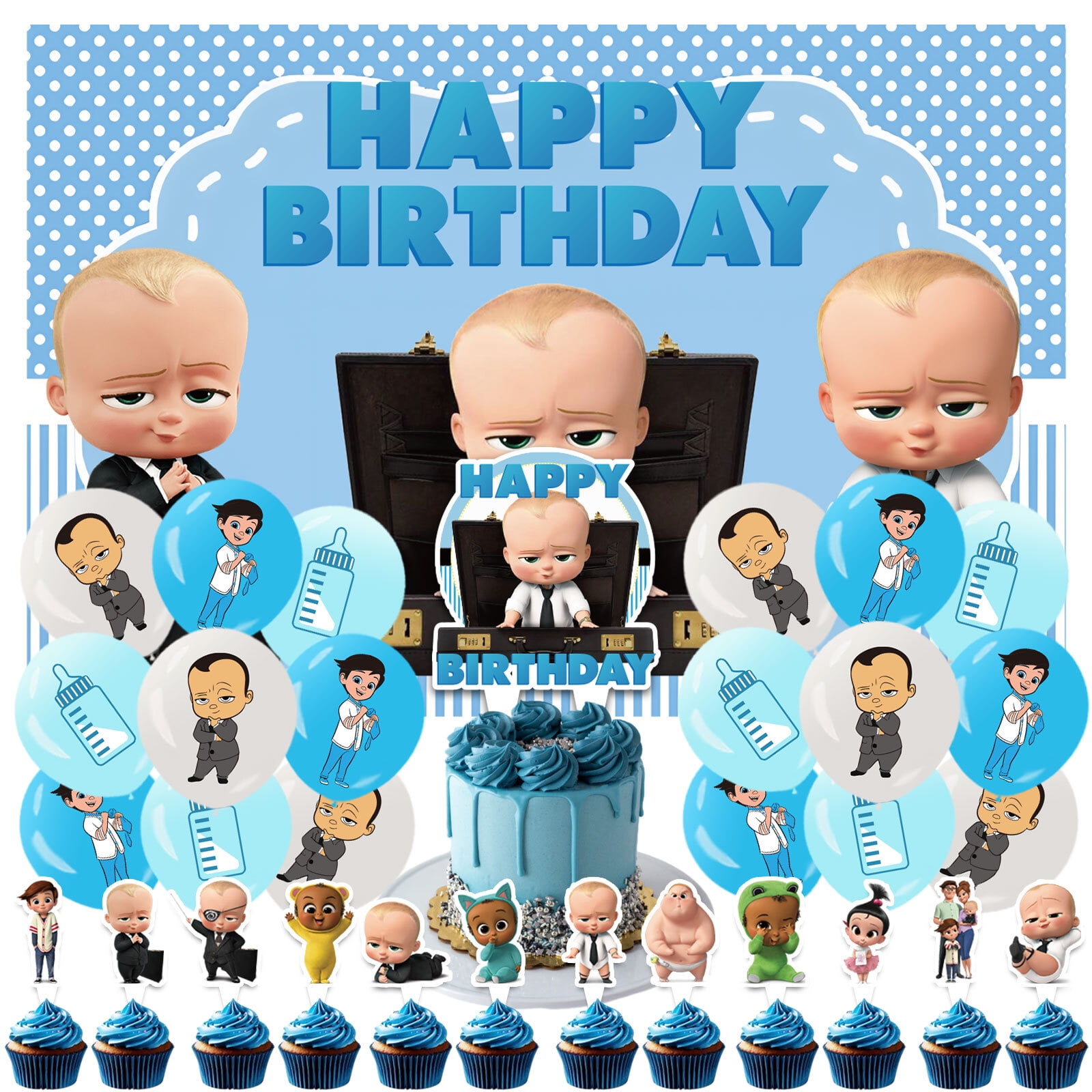 32 Pcs For The Boss Baby Theme Party Decorations,With 5*3ft Birthday ...
