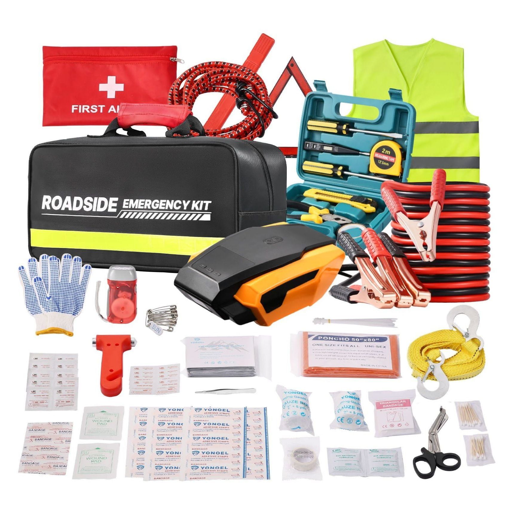 32 Pcs Car Emergency Kit - Roadside Assistance Kit with First Aid ...