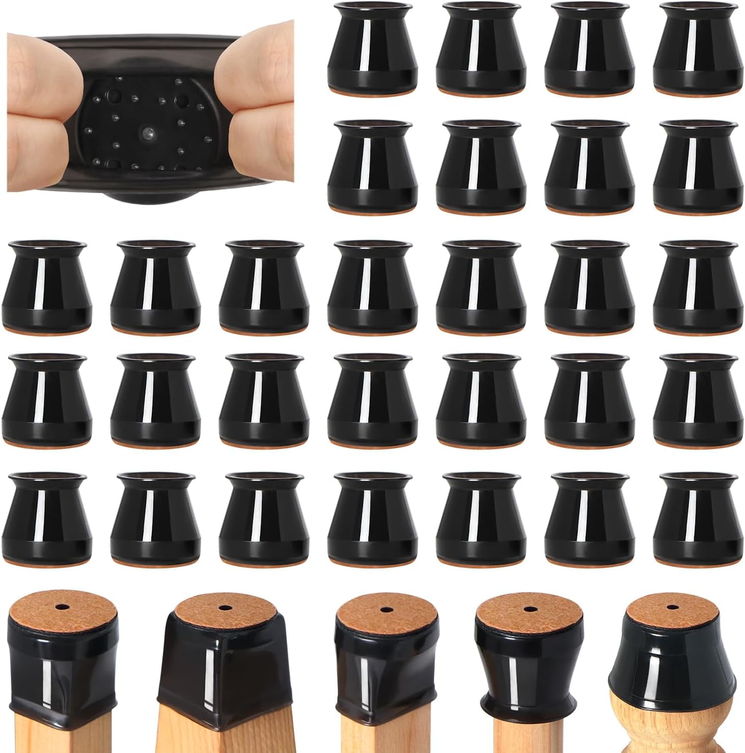 32 Pcs Chair Leg Floor Protectors for Hardwood Floors Silicone Covers ...