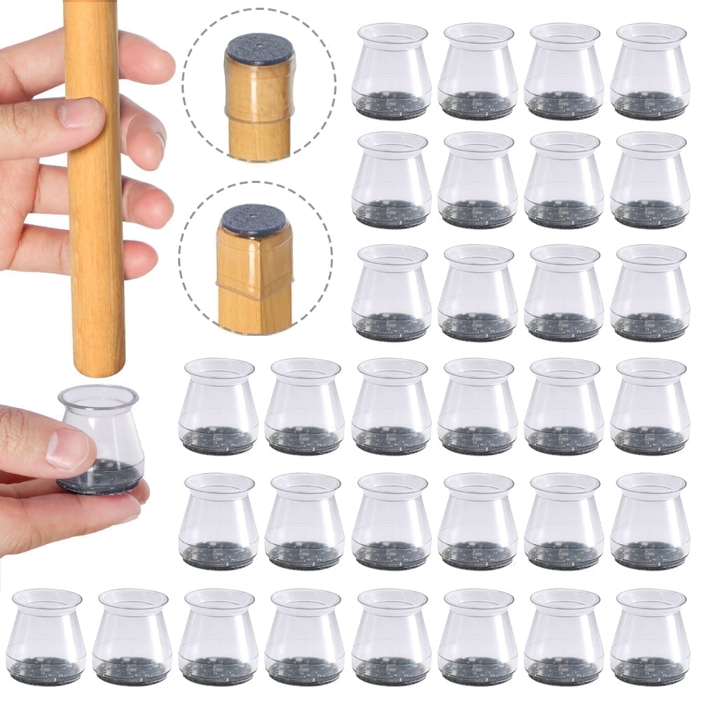 32Pcs Chair Leg Protectors with Felt Pad Bottom, Transparent, Small ...
