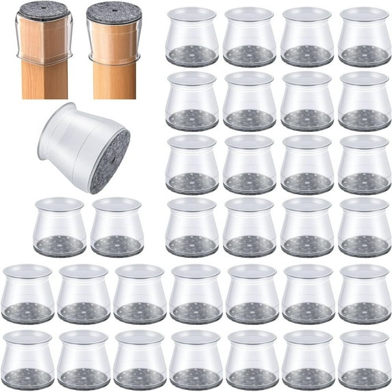32 Pcs Chair Leg Floor Protectors - Silicone Felt Pads, Scratch-Proof ...