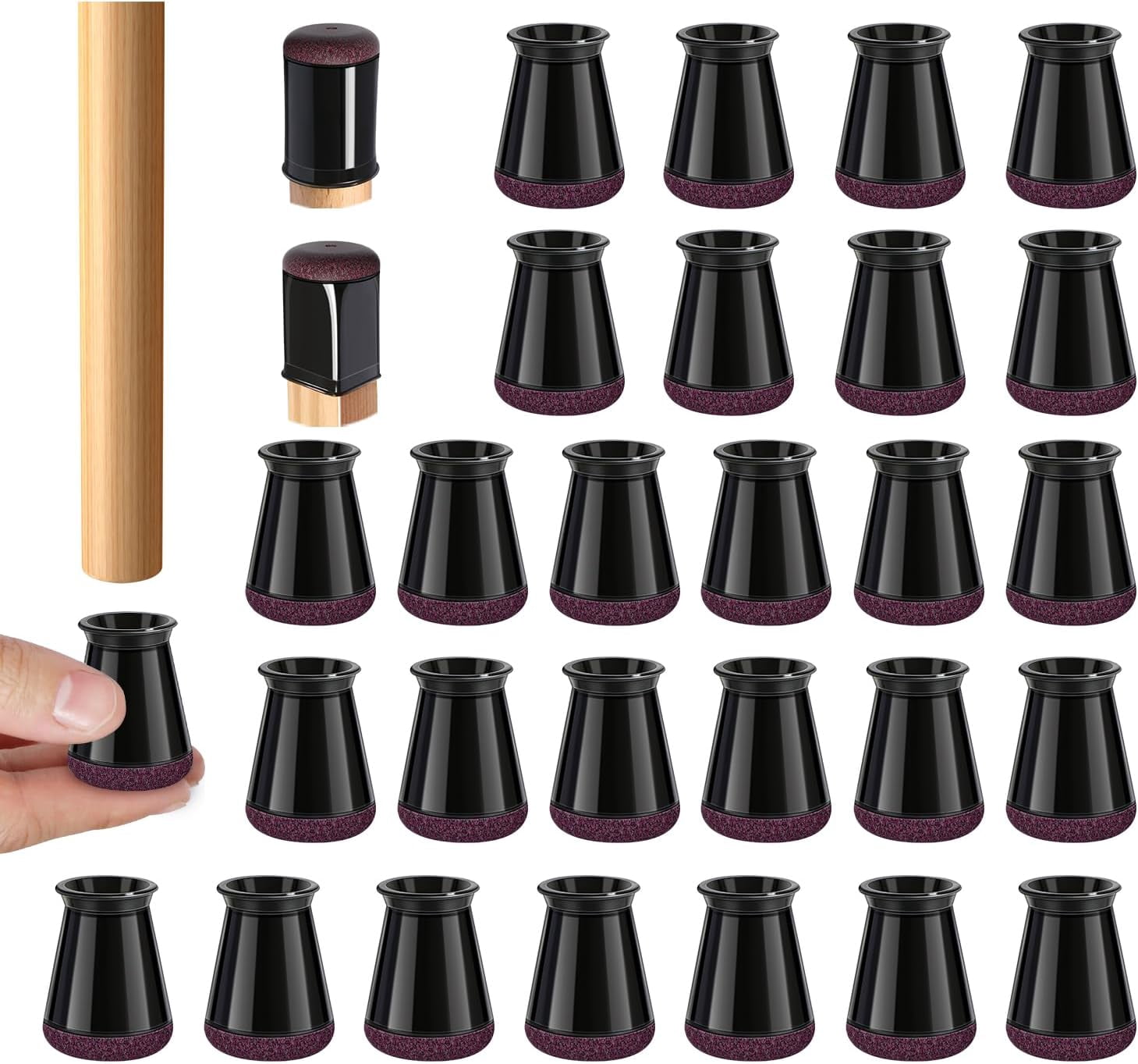 32 Pcs Chair Leg Protectors for Hardwood Floors, Silicone Felt ...