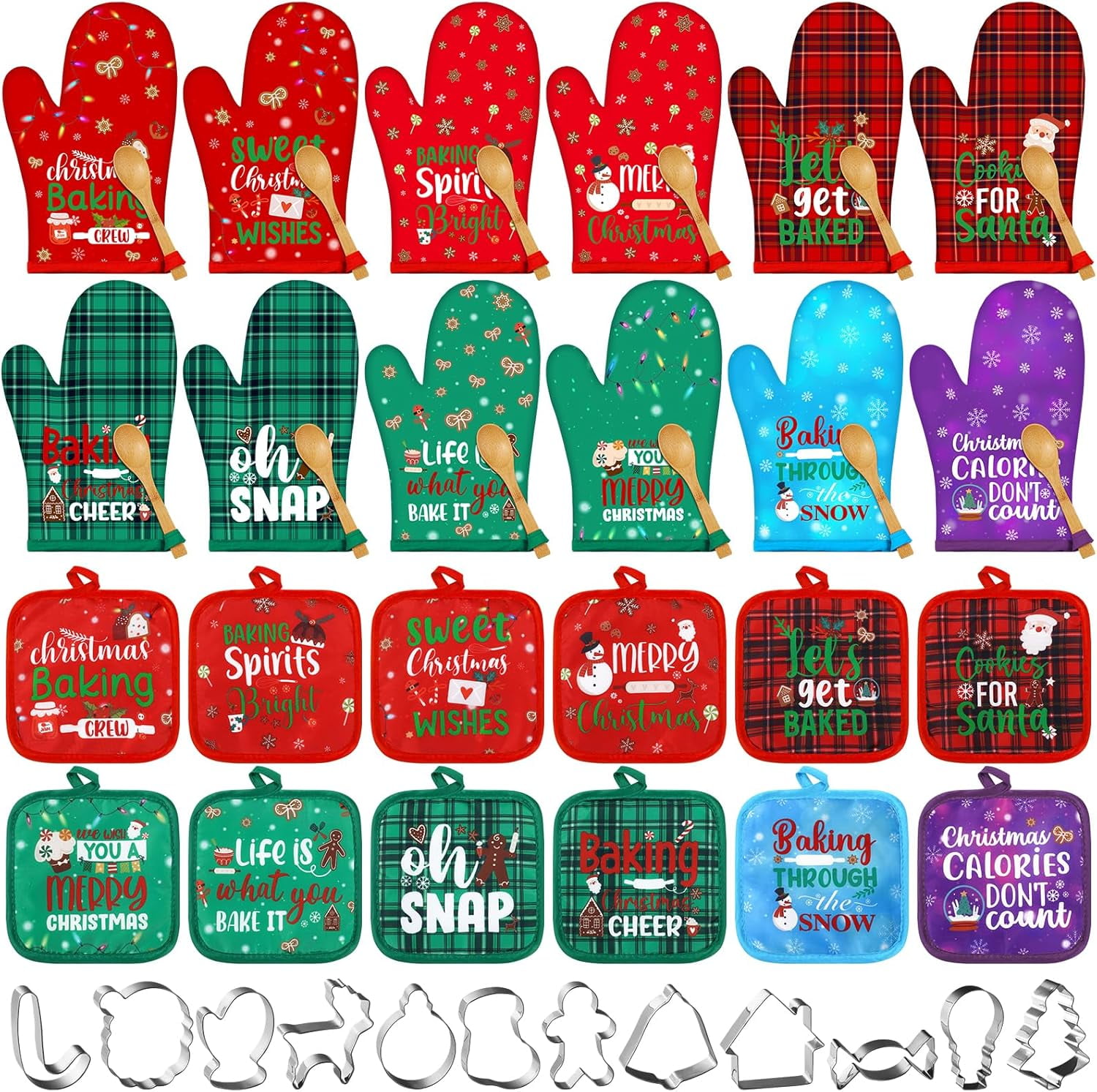 32 Pcs Christmas Baking Gift Set Oven Mitts Pot Holders Gift Set ...