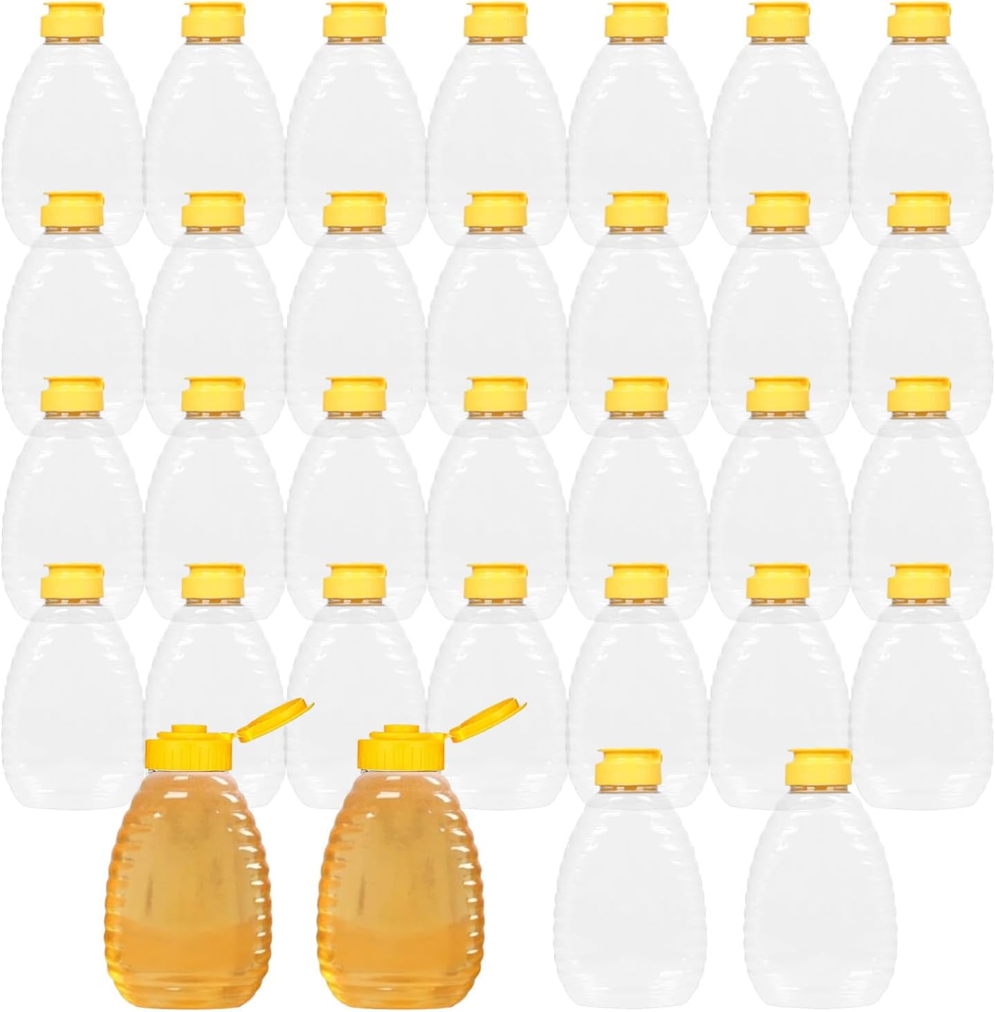 32 Pcs Clear Plastic Honey Bottles,8.8 oz Empty Honey Bottles with Caps ...