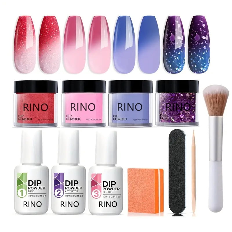 32 Pcs Dip Powder Nail Kit Starter, 20 Colors Neon Hot Pink Glitter ...
