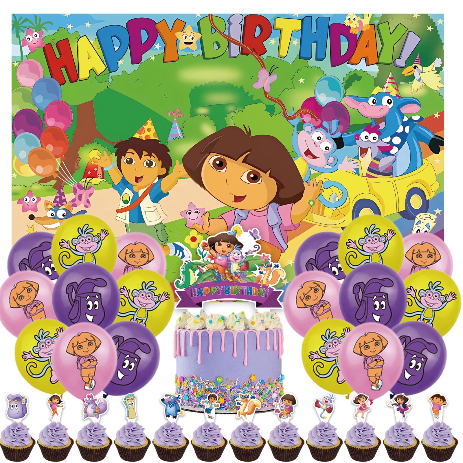 32 Pcs For Dora Cartoon For Explorer-Themed Party Decorations and ...