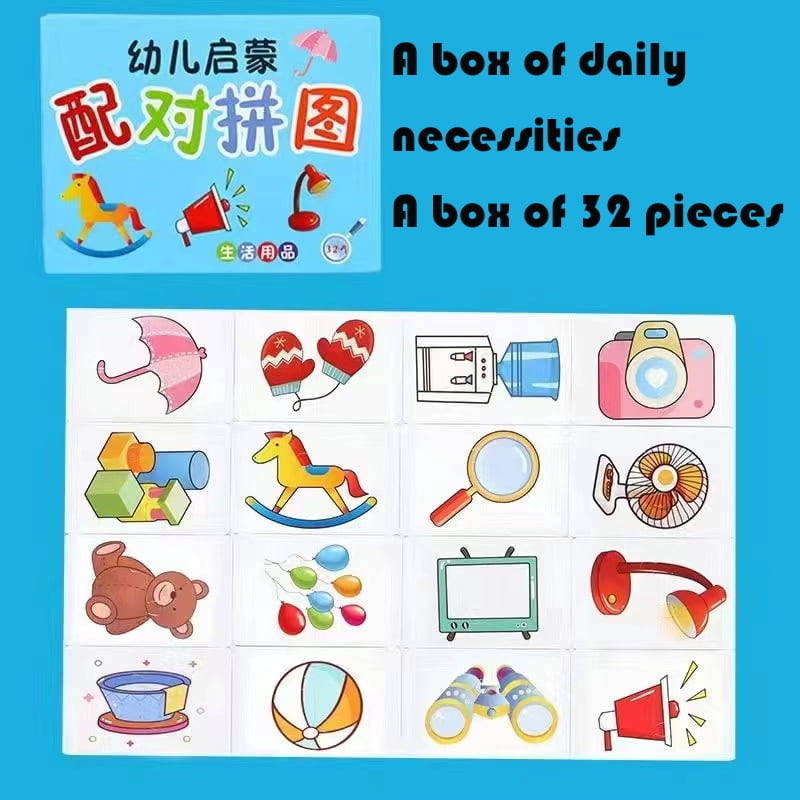32 Pcs Enlightenment Card Matching Puzzle Early Education Cartoon ...