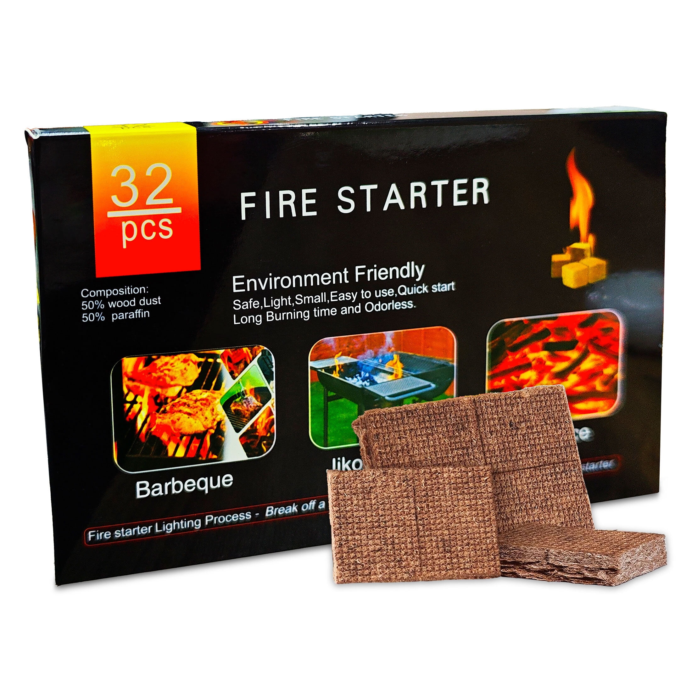 32 Pcs Fire Starters for Fireplace, Grills, Fire Pits, DAKINGS Charcoal ...