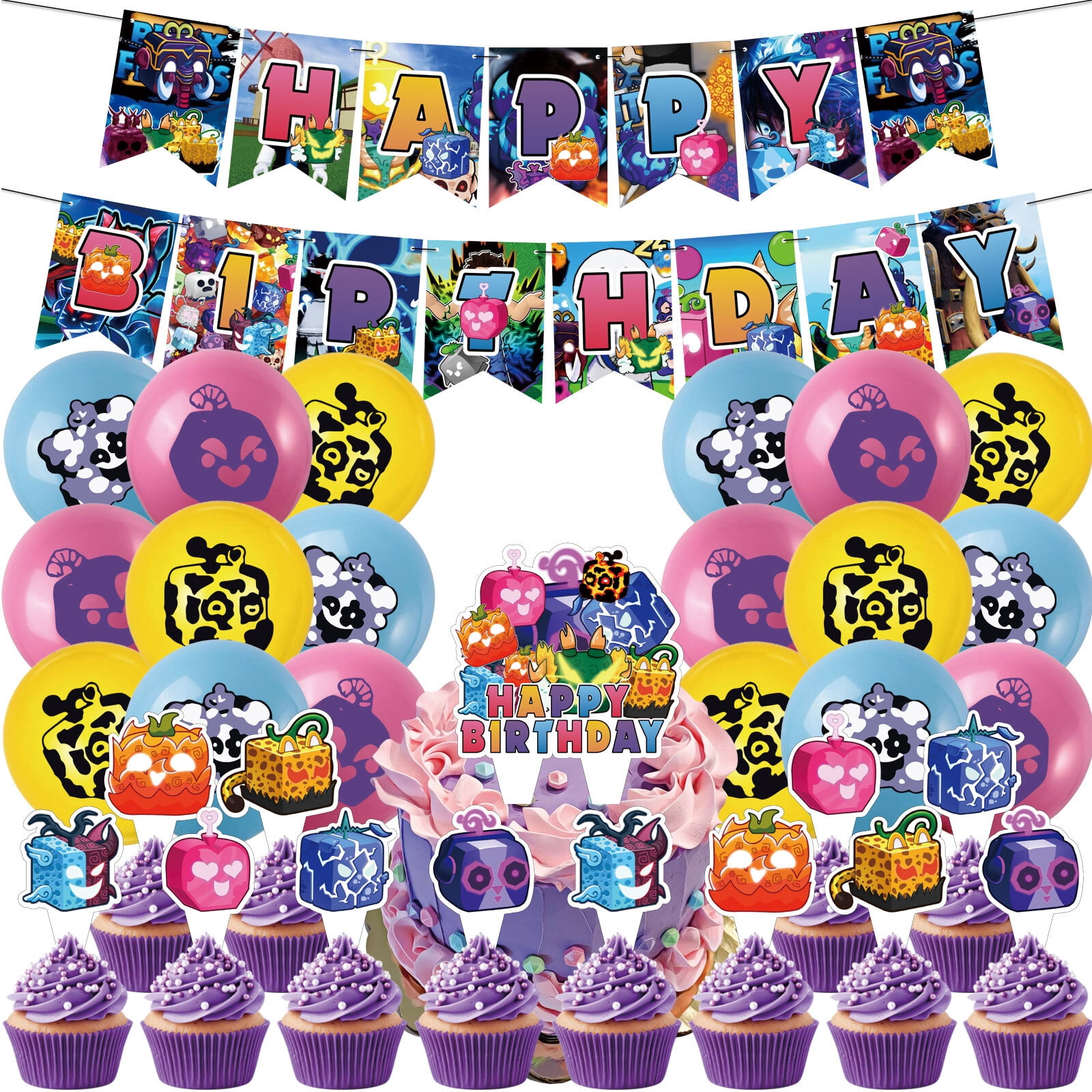 32 Pcs For Blox Fruits Party Decoration Set – Includes Banner, 13 ...
