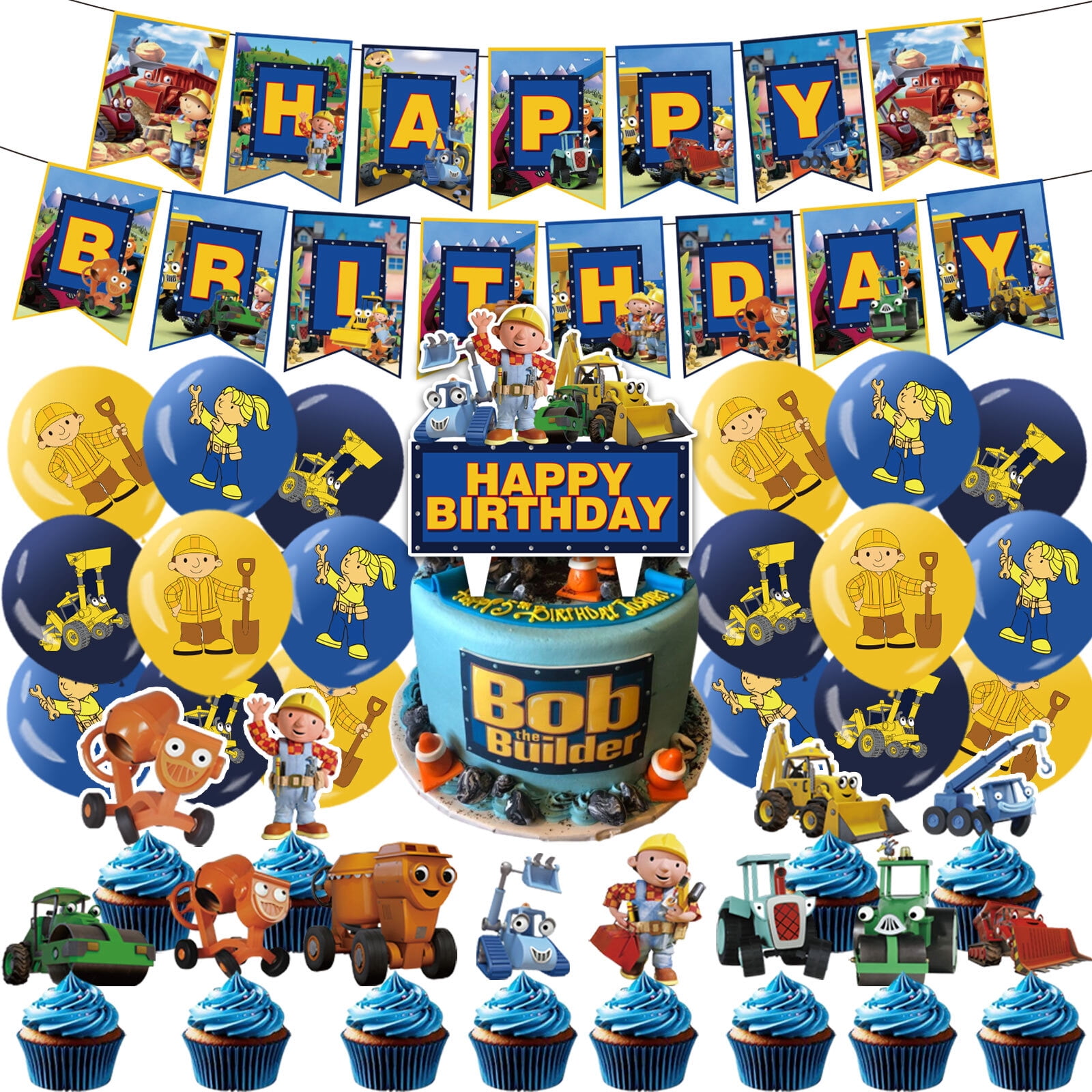 32 Pcs For Bob the Builder Theme Party Supplies Set – Includes Banner ...