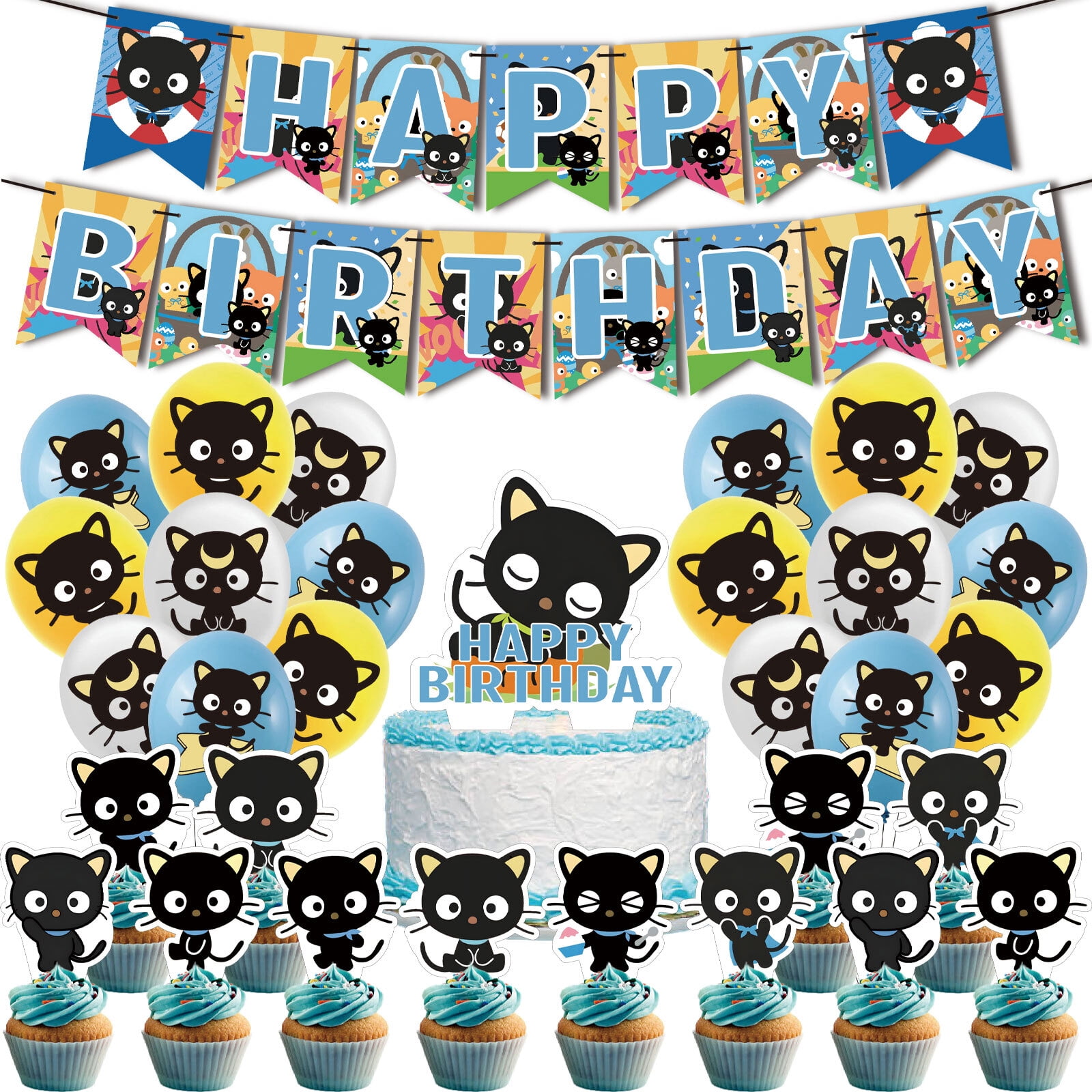 32 Pcs For Chococat Cartoon-Themed Party Decoration Set - Includes ...