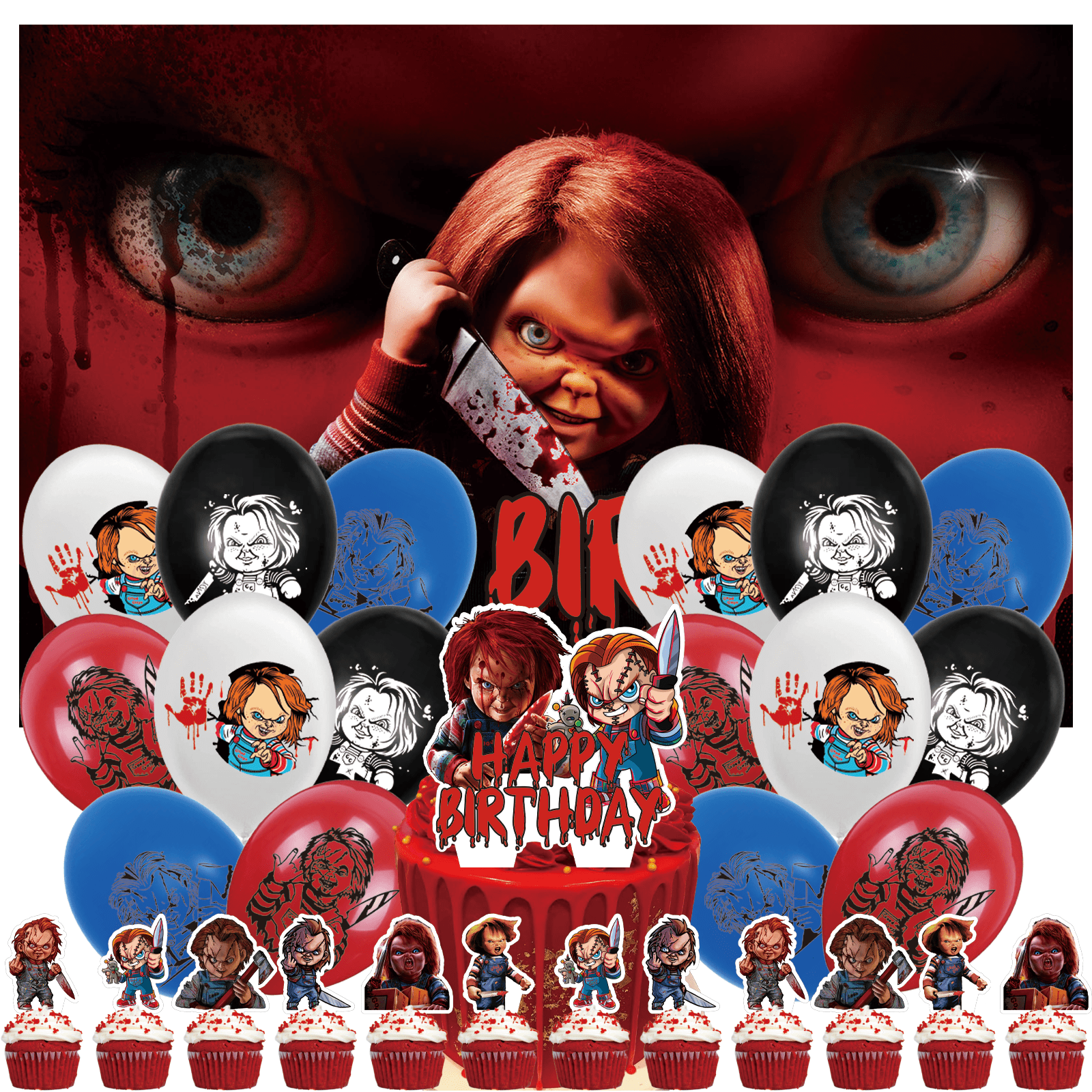 32 Pcs For Chucky Theme Birthday Party Decoration Set - Includes Happy ...