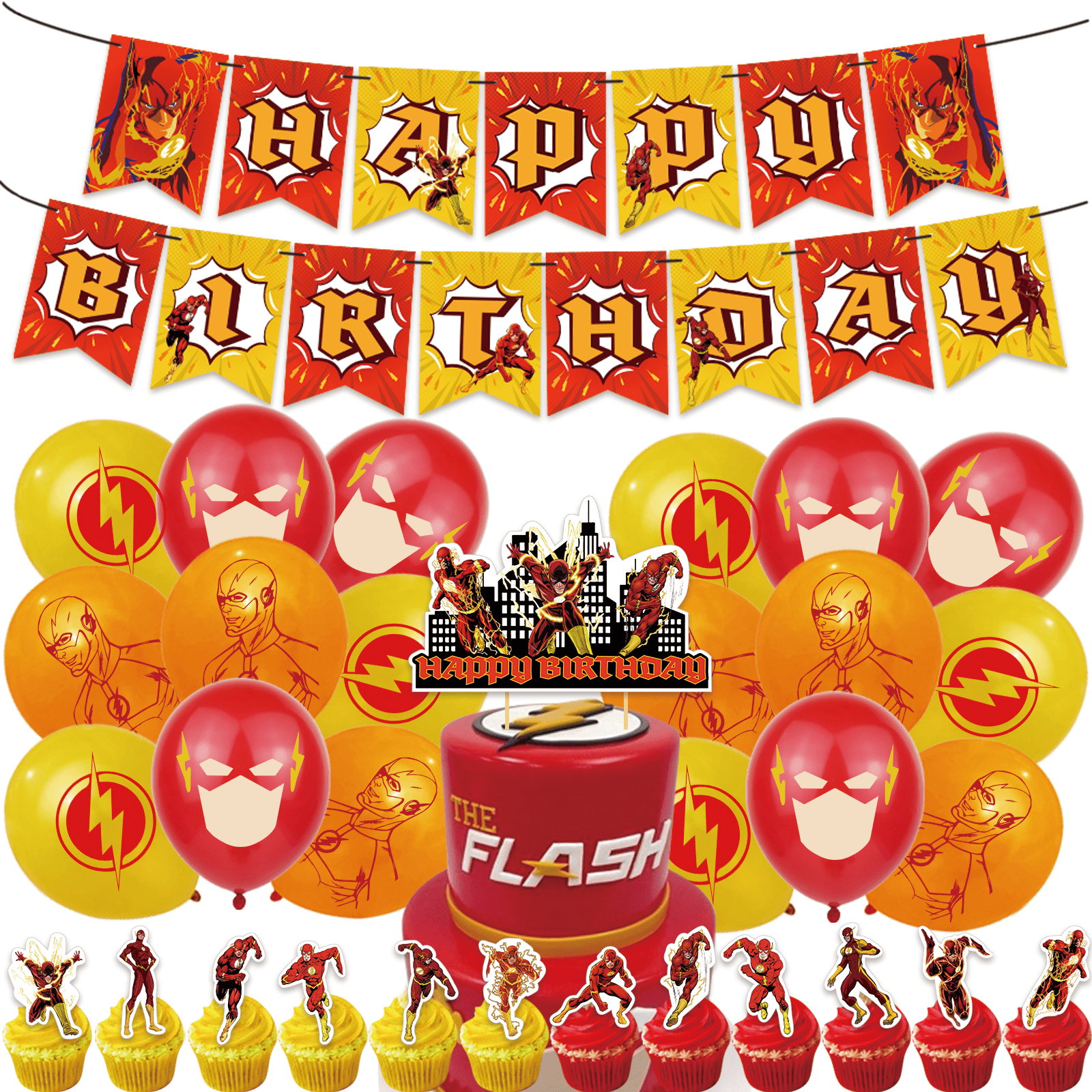 32 Pcs For Flash Theme Birthday Party Decorations,With 1 Happy Birthday ...
