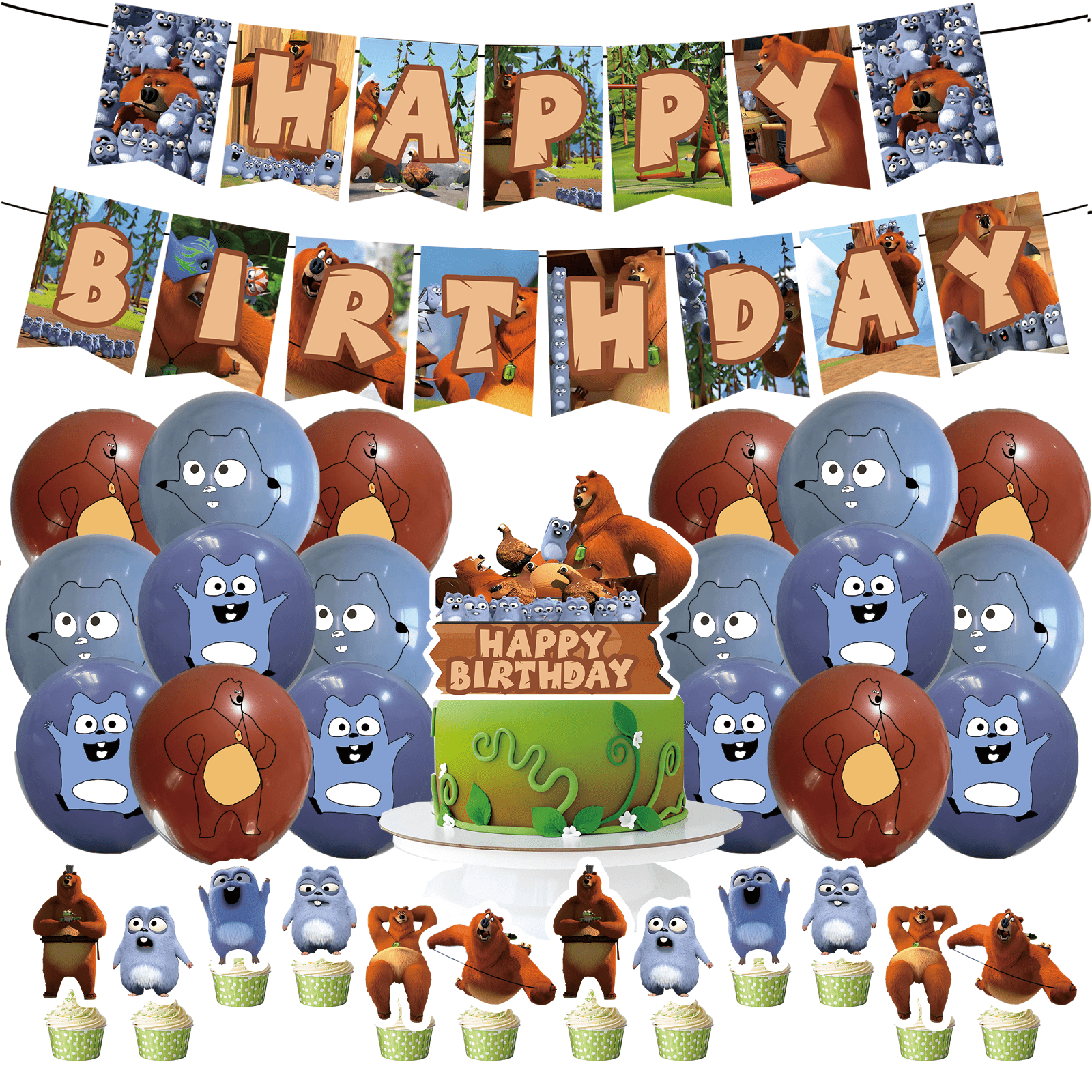 32 Pcs For Grizzy and the Lemmings Theme Birthday Party Decorations ...