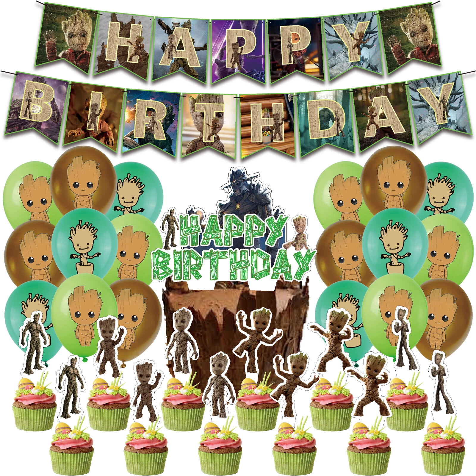 32 Pcs For Groot Theme Birthday Party Decorations,With 1 Happy Birthday ...