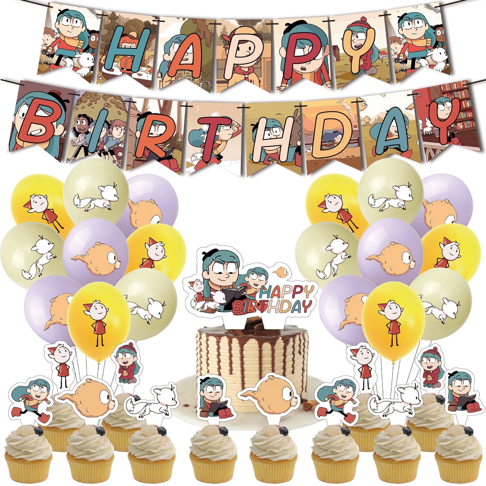 32 Pcs For Hilda Cartoon-Themed Party Decoration Set - Includes Banner ...
