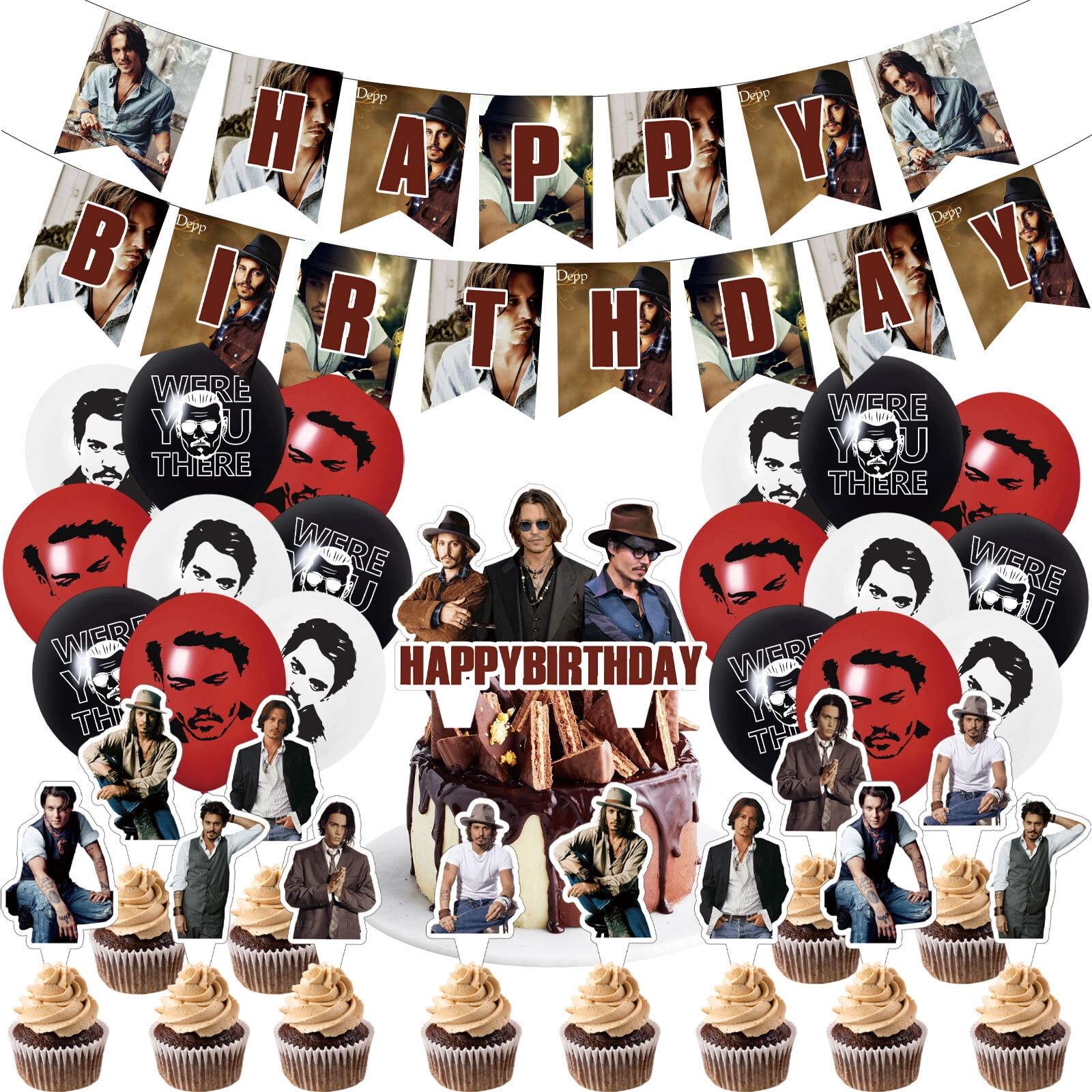 32 Pcs For Johnny Theme for Depp Birthday Party Decorations,With 1 ...