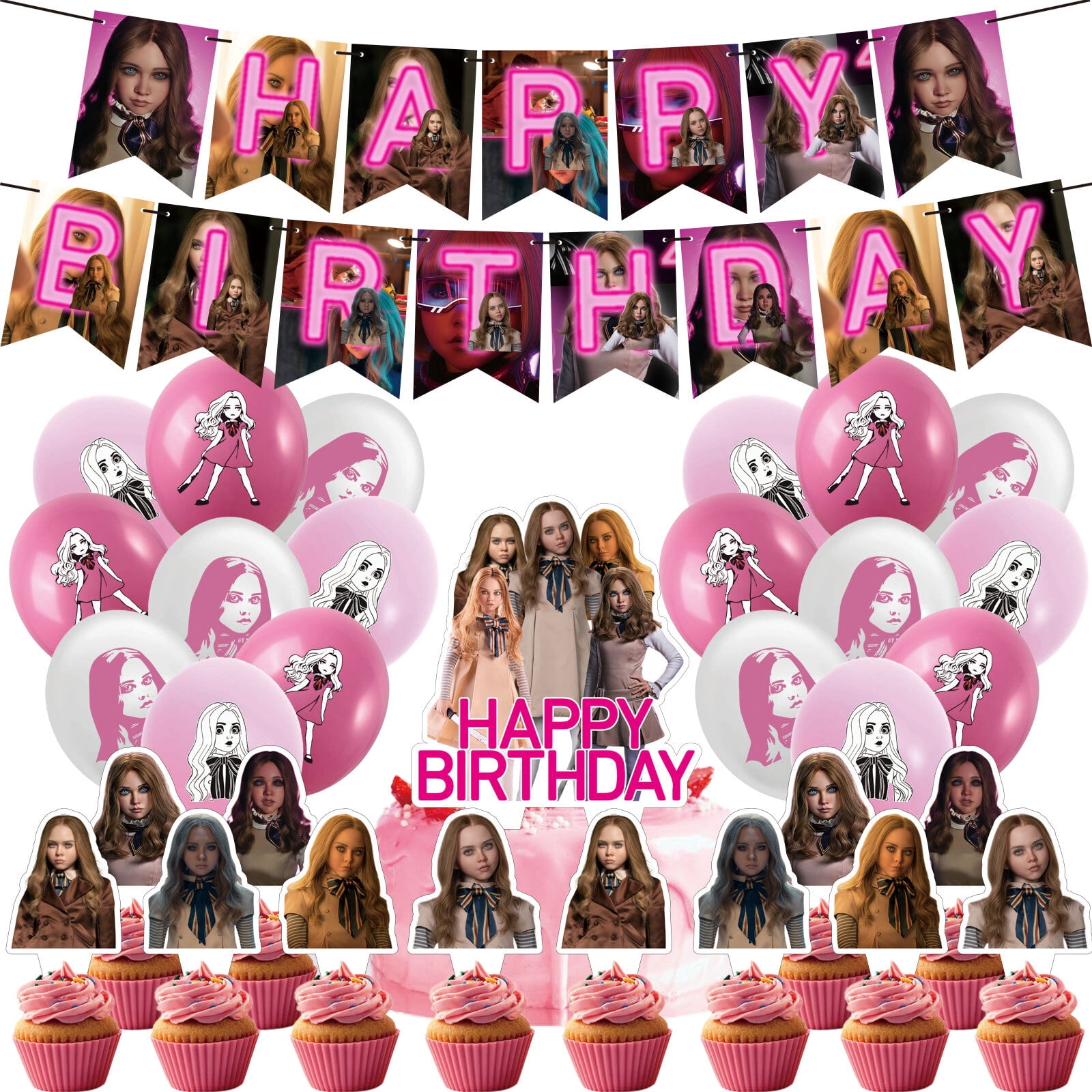 32 Pcs For Megan Cartoon For M3GAN Movie Party Decoration Set ...
