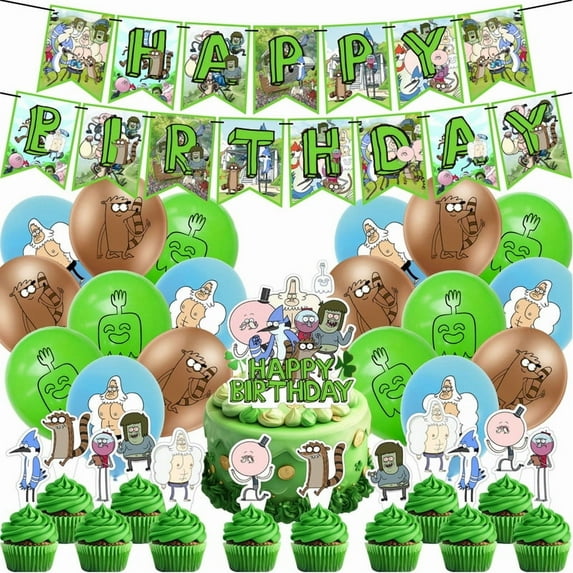 32 Pcs For Regular Show Party Decoration Set – Includes Banner, 18 ...
