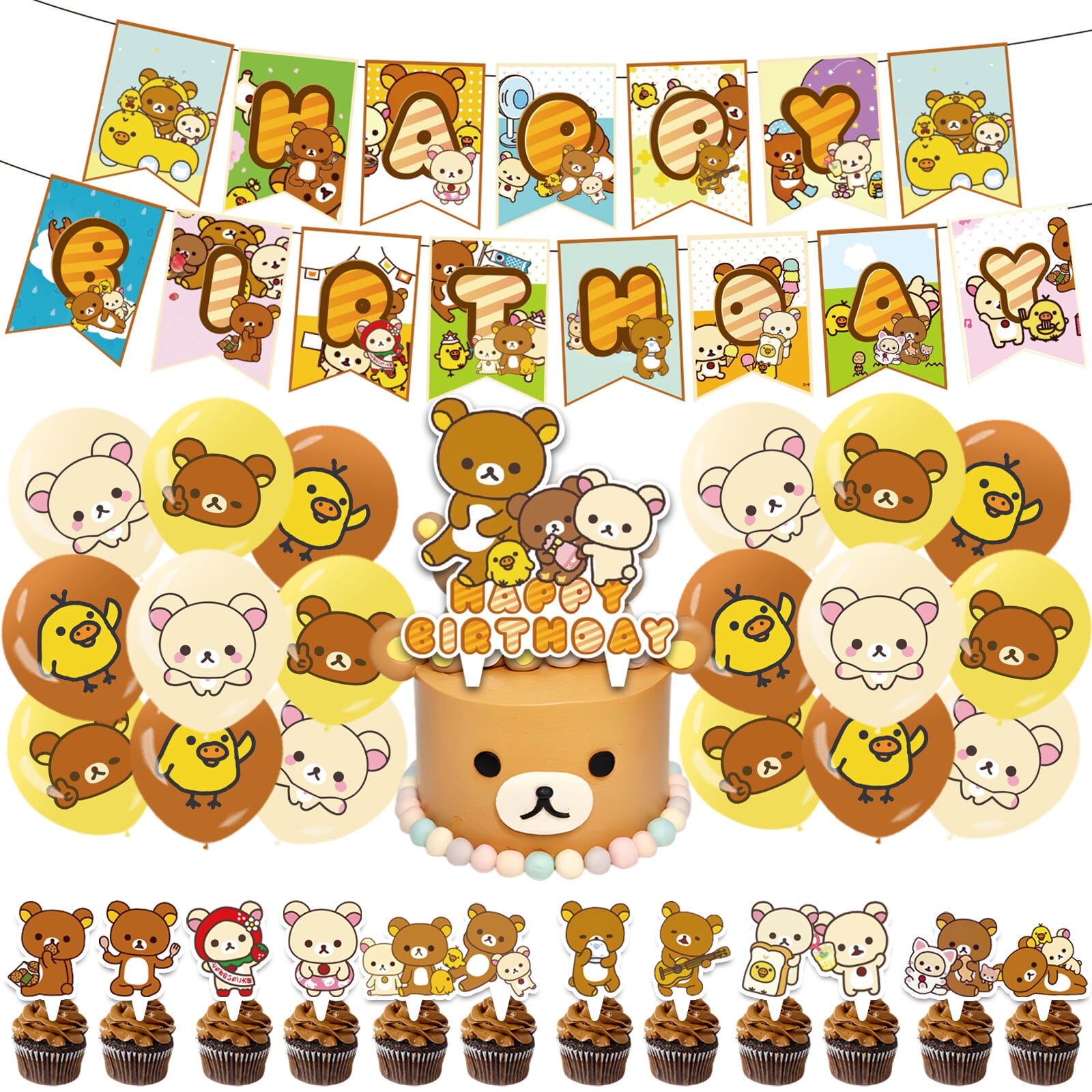 32 Pcs For Rilakkuma Cartoon-Themed Party Decorations and Favors Set ...