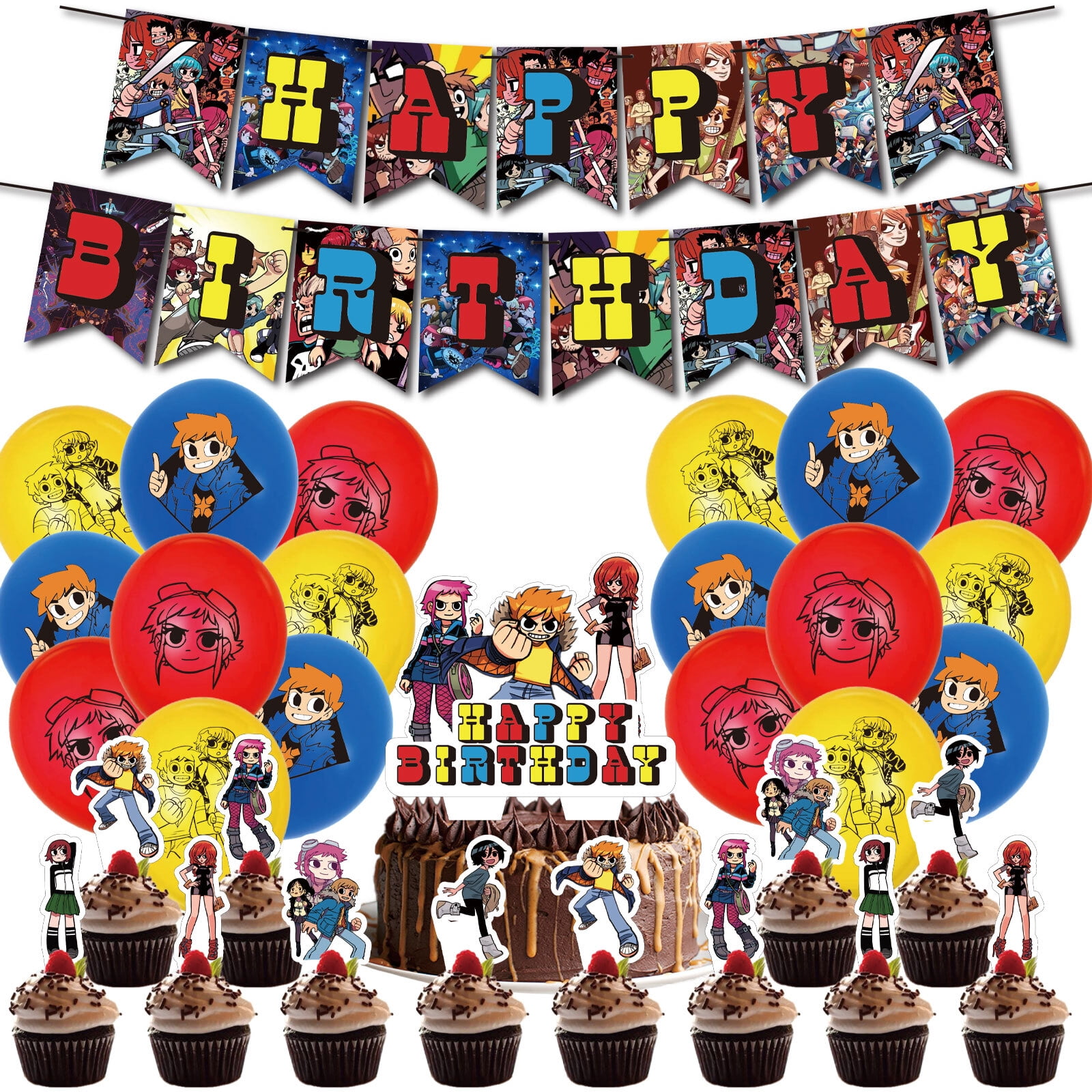 32 Pcs For Scott Pilgrim Theme Birthday Party Decorations,With 13 ...