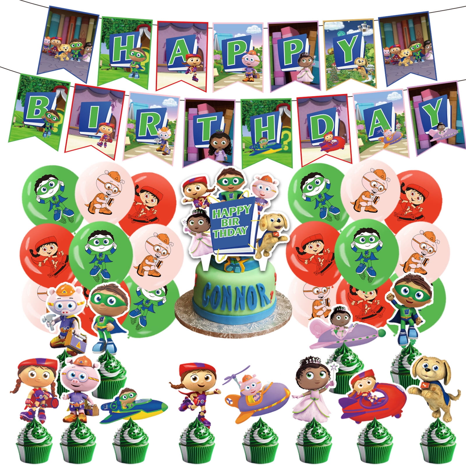 32 Pcs For Super Why Theme Party Supplies Set – Includes Banner, Cake ...